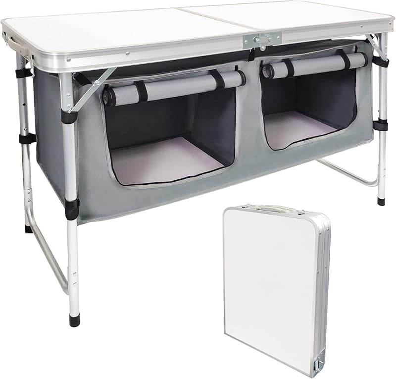Folding Camping Table with Storage Compartment Aluminum Lightweight ...