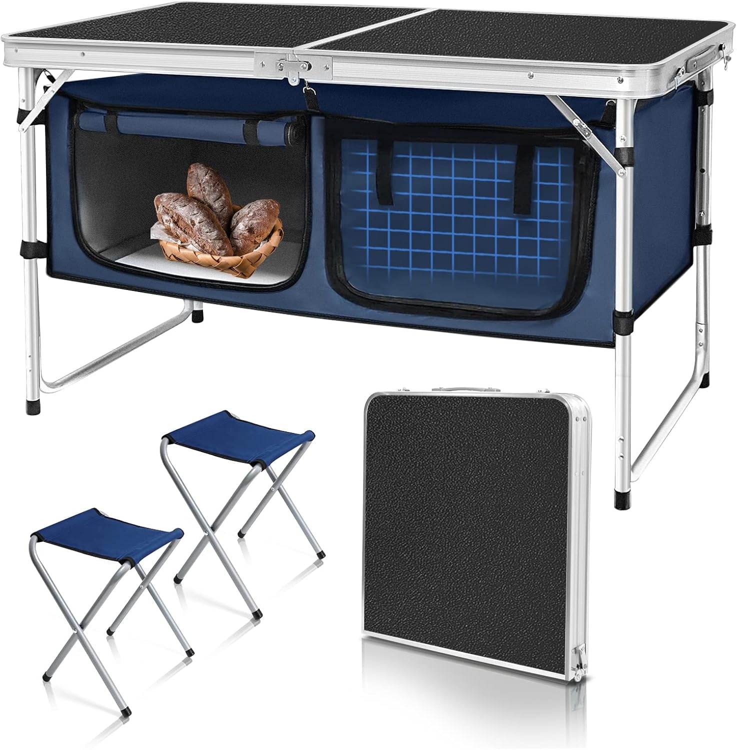 Folding Camping Table with Storage Compartment Aluminum Lightweight ...