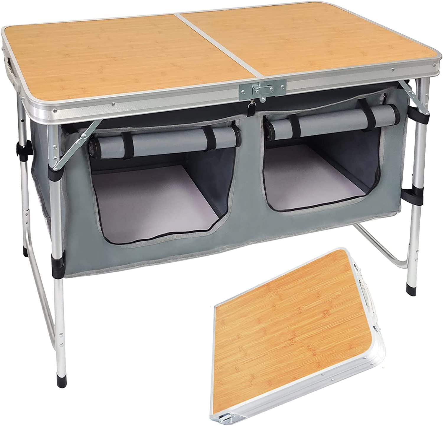 Folding Camping Table with Storage Lightweight Camp Tables Portable ...