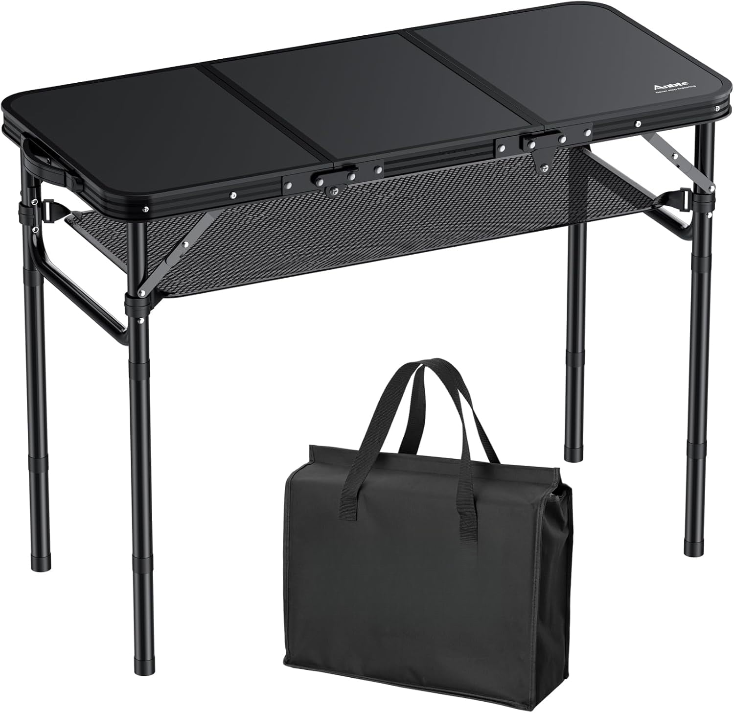 Folding Camping Table with Storage Net, 3FT Aluminum Portable Picnic ...