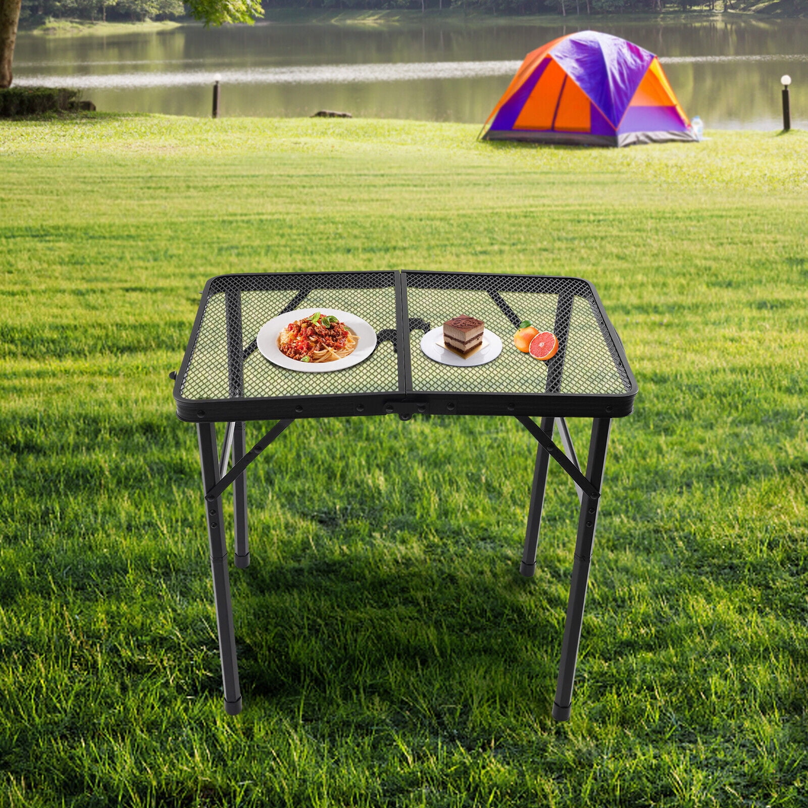 Folding Camping Table for Grill, Outdoor Adjustable Height Lightweight ...