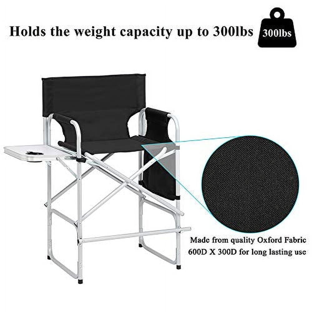 Folding Camping Tall Directors Chair with Side Table, Foldable Portable ...