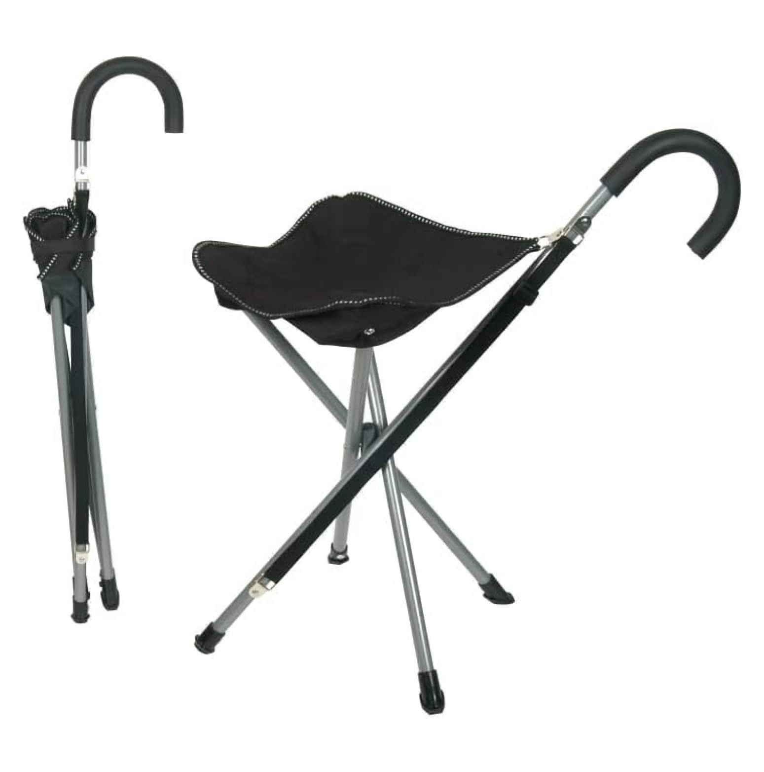 Folding Cane Chair/Walking Stick (Black) - Walmart.com