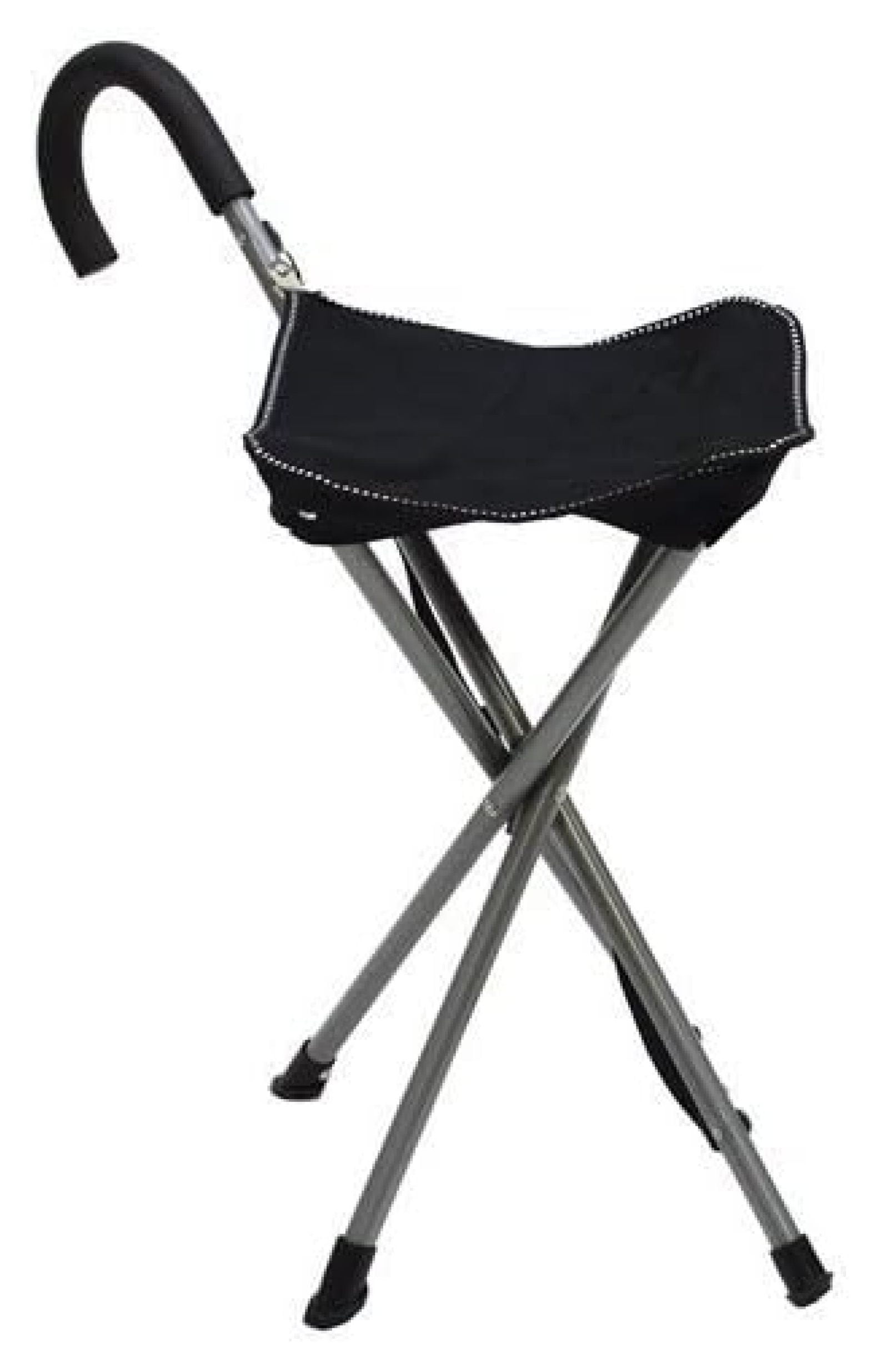 Folding Cane Chair - Walking Stick with Stool - in Black - Walmart ...