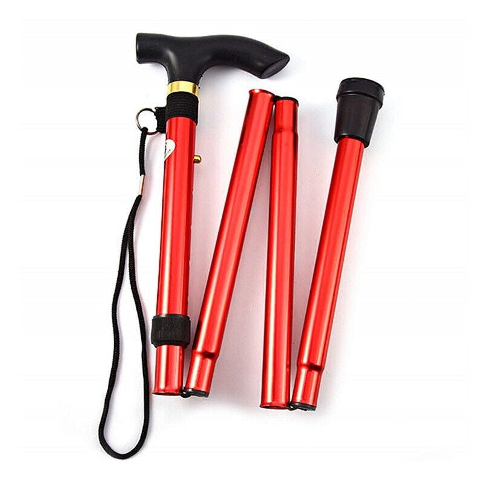 Folding Cane - Foldable Adjustable Lightweight Aluminum Offset Cane,Red ...