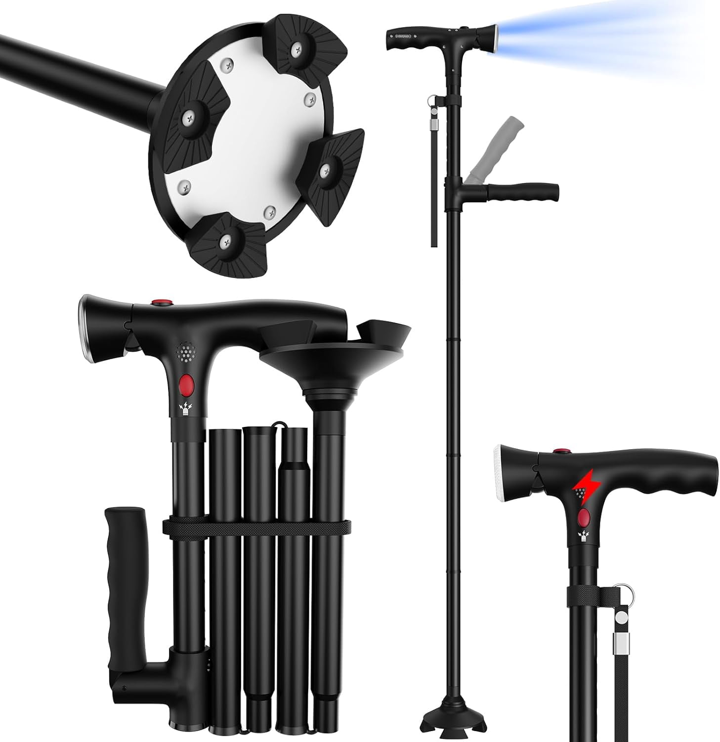 Folding Cane with Led Light, Adjustable Canes and Walking Sticks for ...