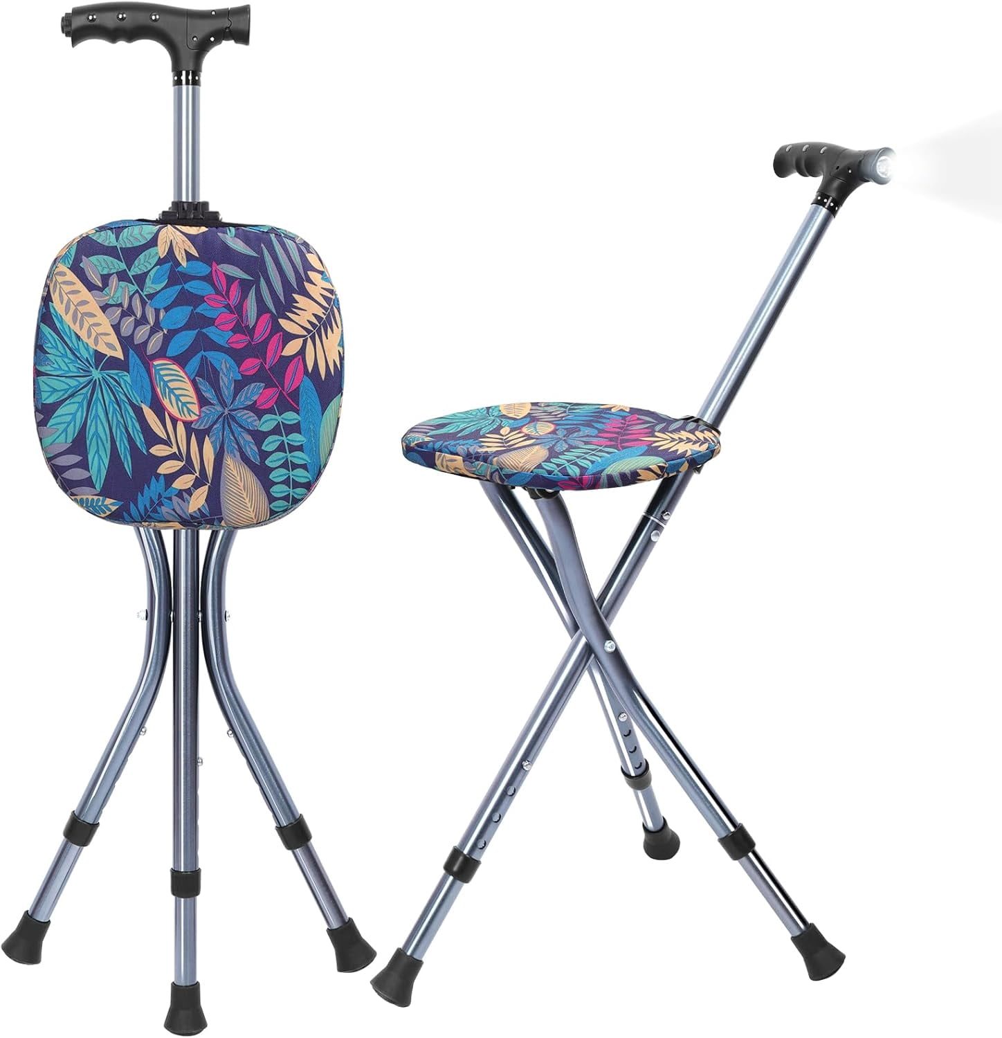 Folding Cane with Seat,Adjustable Walking Stick for Seniors,Lightweight ...