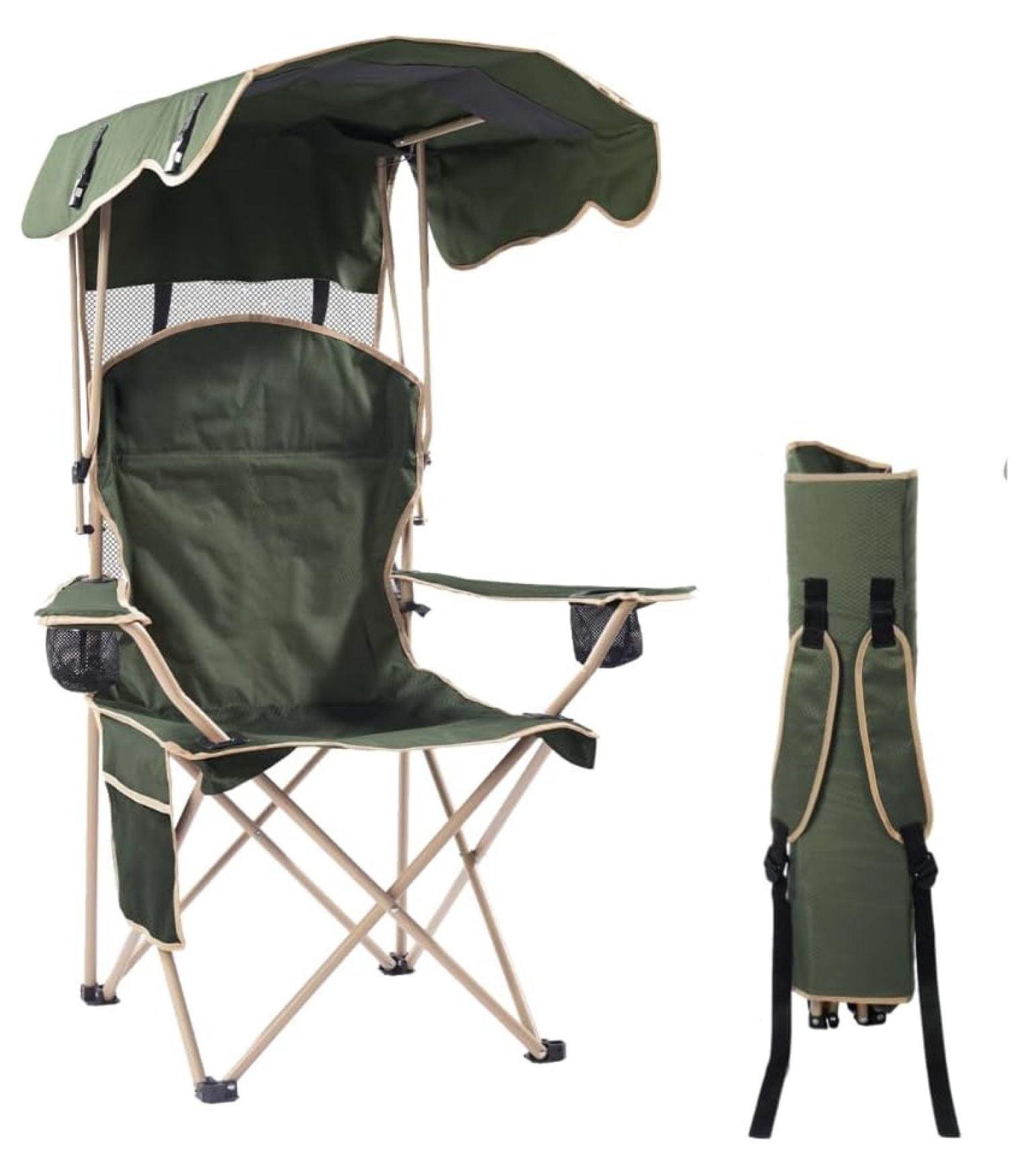 Folding Canopy Camp Chair - Portable Outdoor Chair with Shade - Camping ...