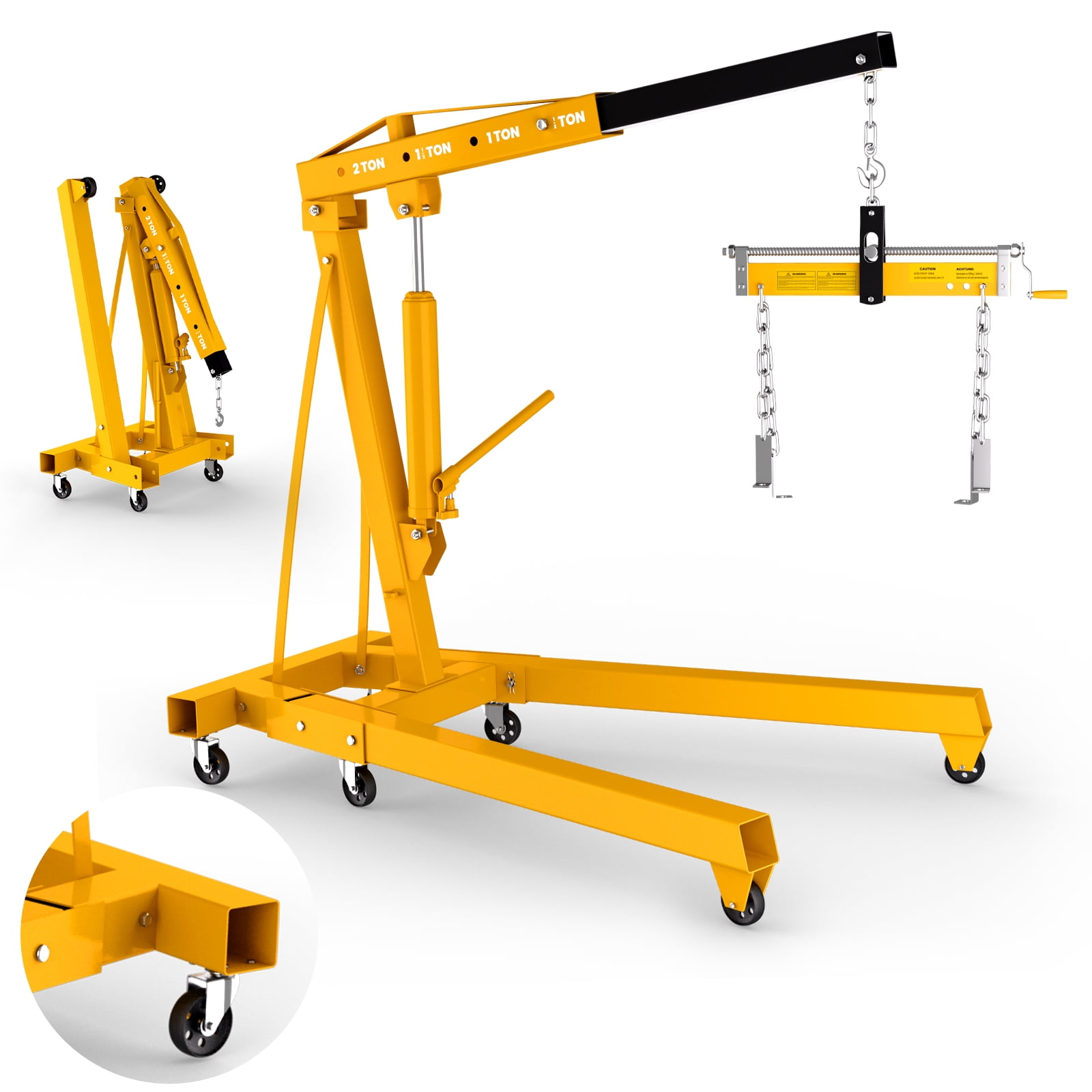 Folding Car Engine Crane, Heavy Duty Engine Crane with Leveler, Yellow ...