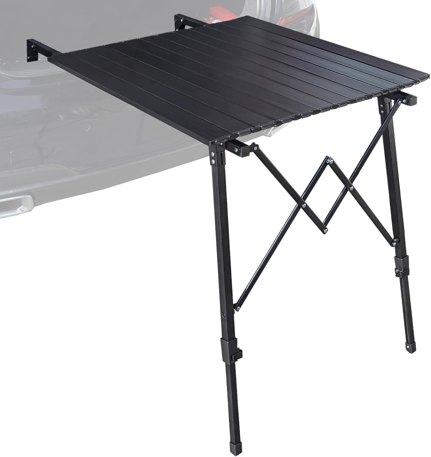 Folding Car Trunk Camping Table, Portable Tailgate Table with Storage ...
