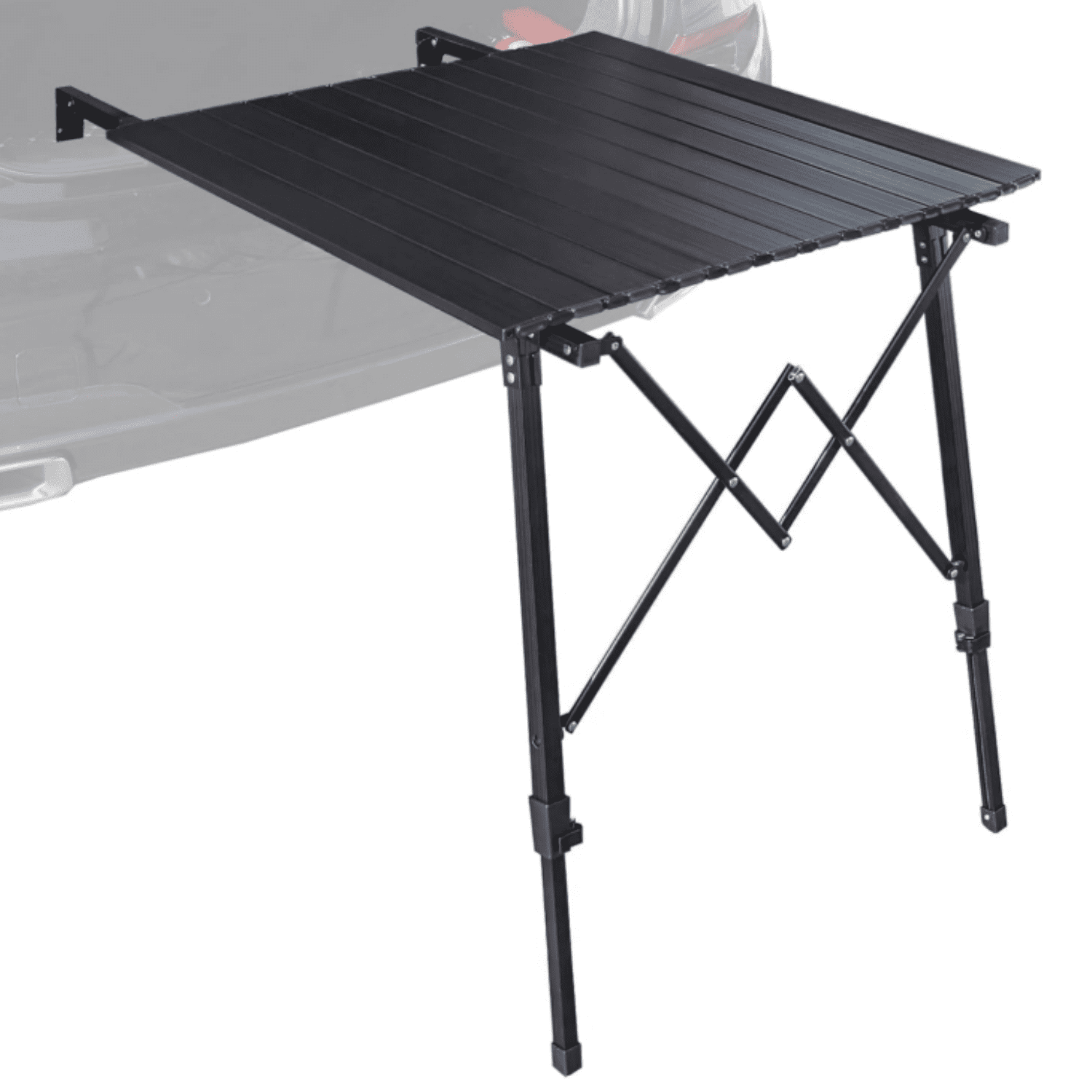 Folding Car Trunk Camping Table, Portable Tailgate Table with Storage ...