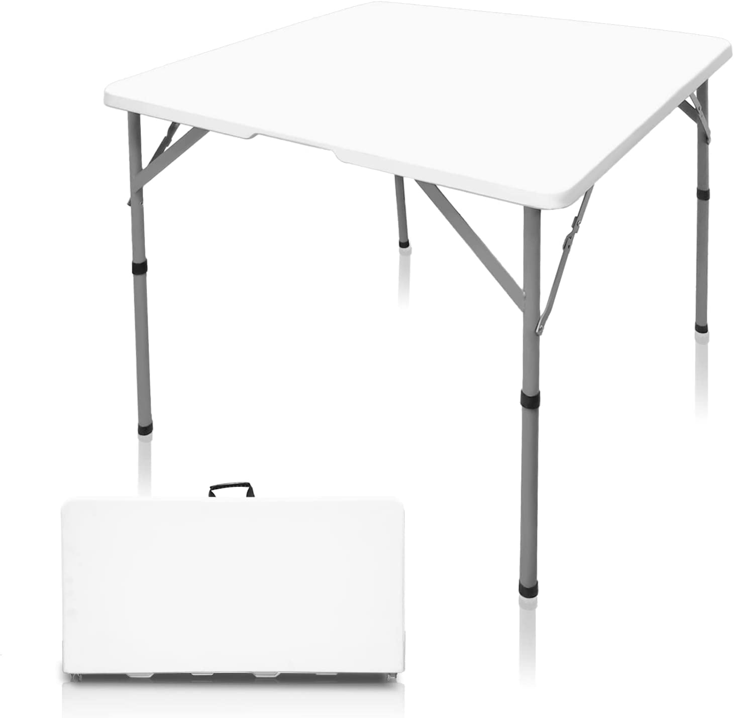 Folding Card Table 34" Plastic Square Table with Resin Top Game Table ...
