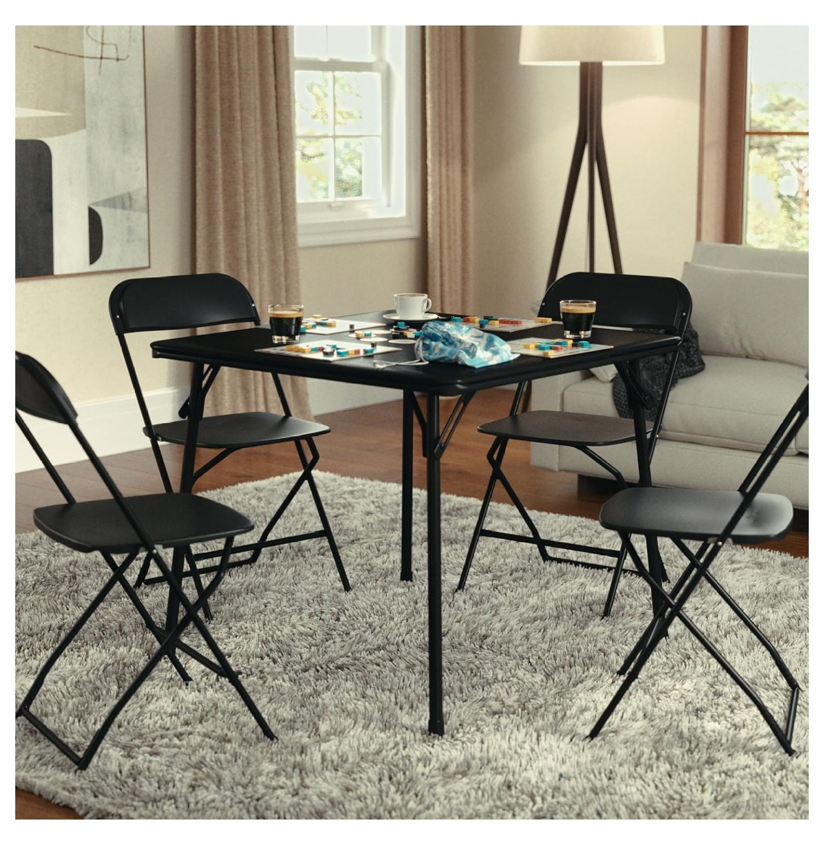 Folding Card Table - Black Foldable Card Table Square - Portable Table ...