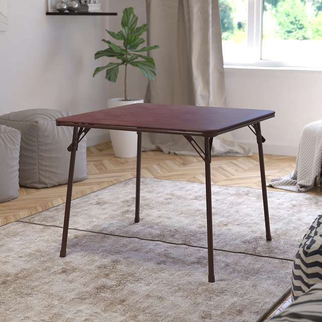 Folding Card Table - Brown Foldable Card Table Square - Portable Table ...