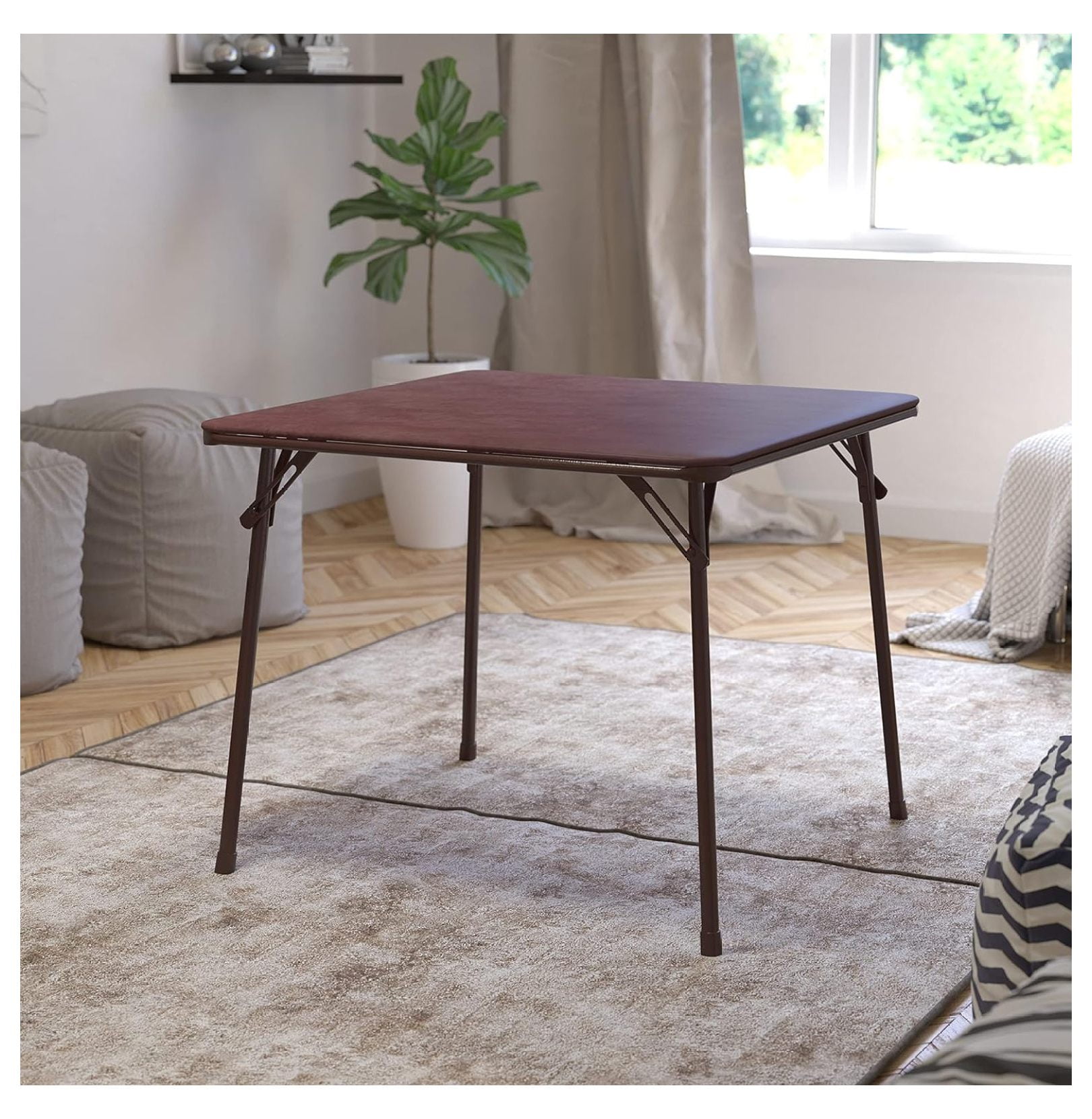 Folding Card Table - Brown Foldable Card Table Square - Portable Table ...