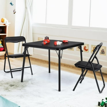 Huisuilinss Square Folding Table And Chairs Set,3 Piece Portable Table ...