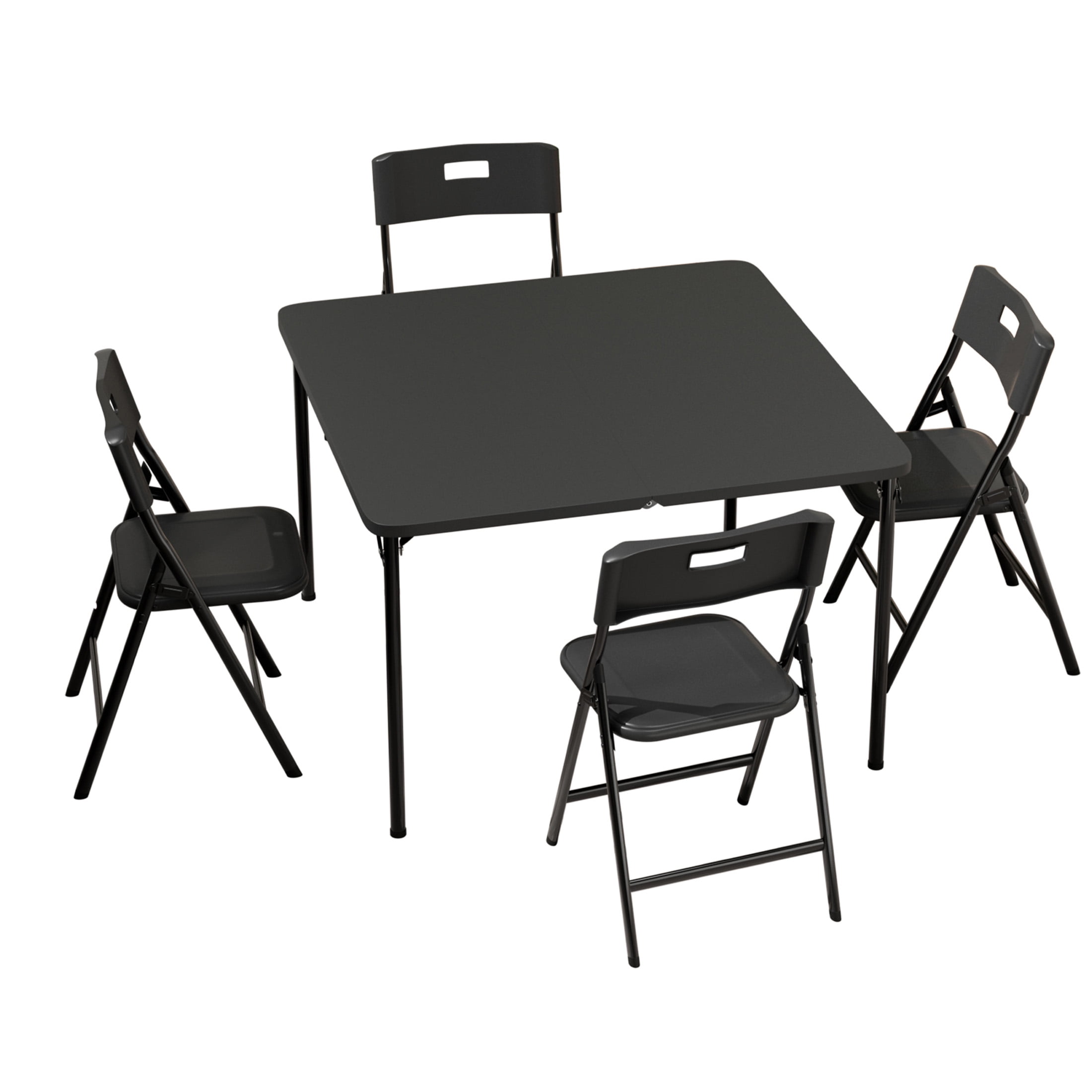 Folding Card Table and Chair Set of 5 Foldable with Padded Upholstery ...