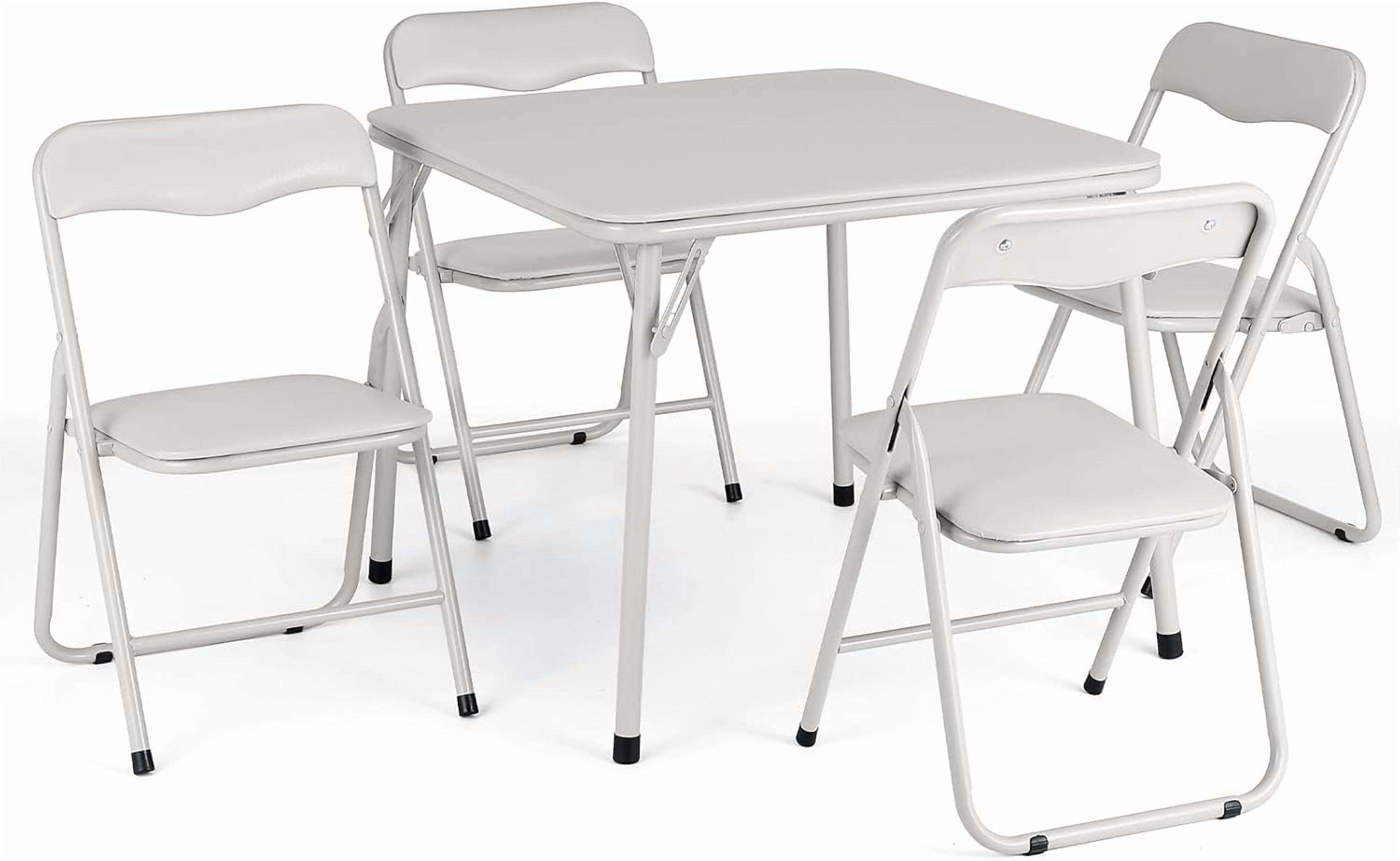 Folding Card Table and Chair Set of 5, Upholstered Foldable Table and ...