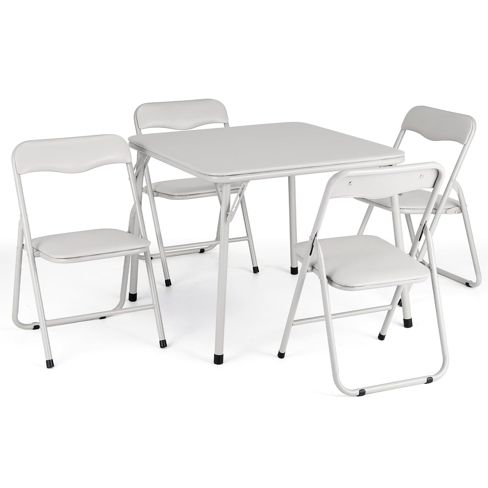Folding Card Table and Chair Set of 5, Upholstered Foldable Table and ...