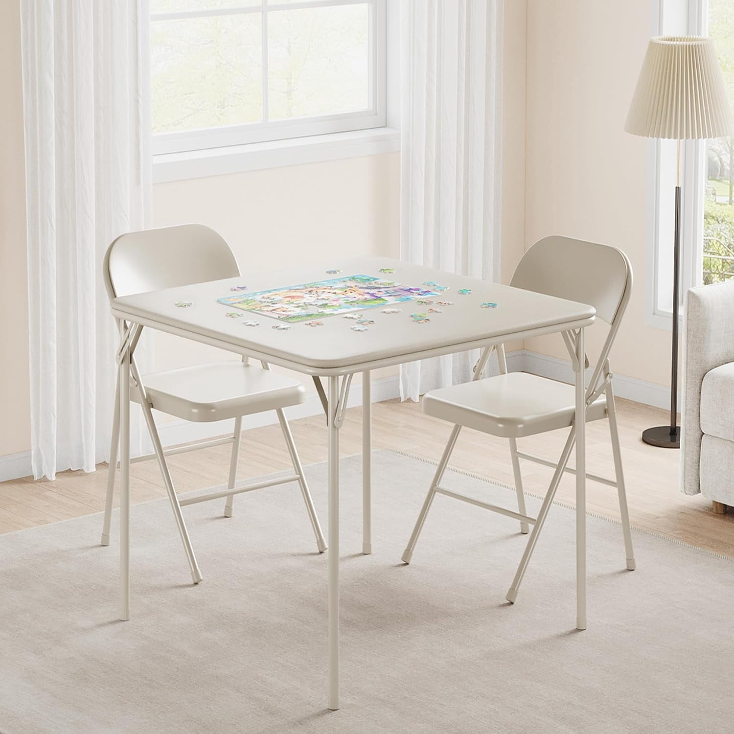 Folding Card Table Set, 3-Piece Folding Square Table and Chairs Set, 34 ...