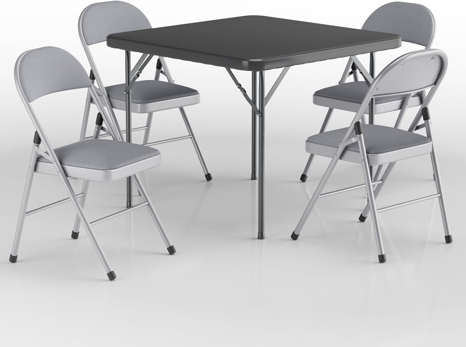 Folding Card Table Square and Chairs Set, Collapsible Legs & Portable ...