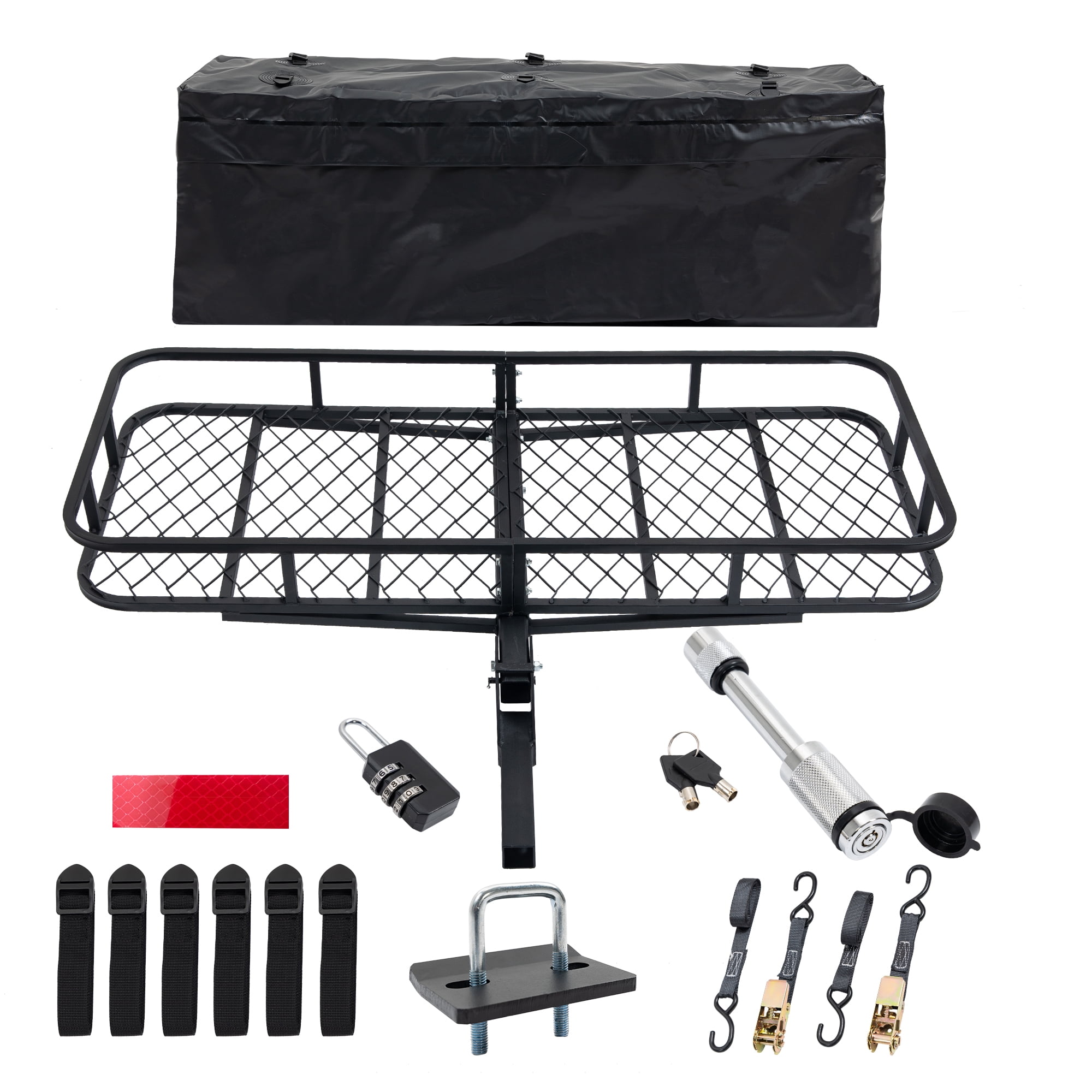 Folding Cargo Carrier Hitch Mount, 500LB Capacity Trailer Hitch Basket ...