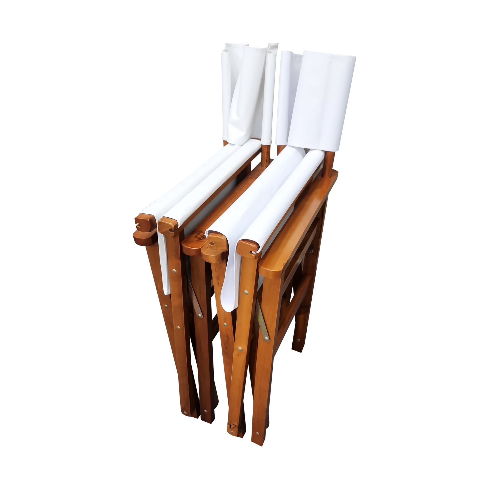 Folding Chair - 2 Wooden Director Chairs With White Canvas. Populus ...