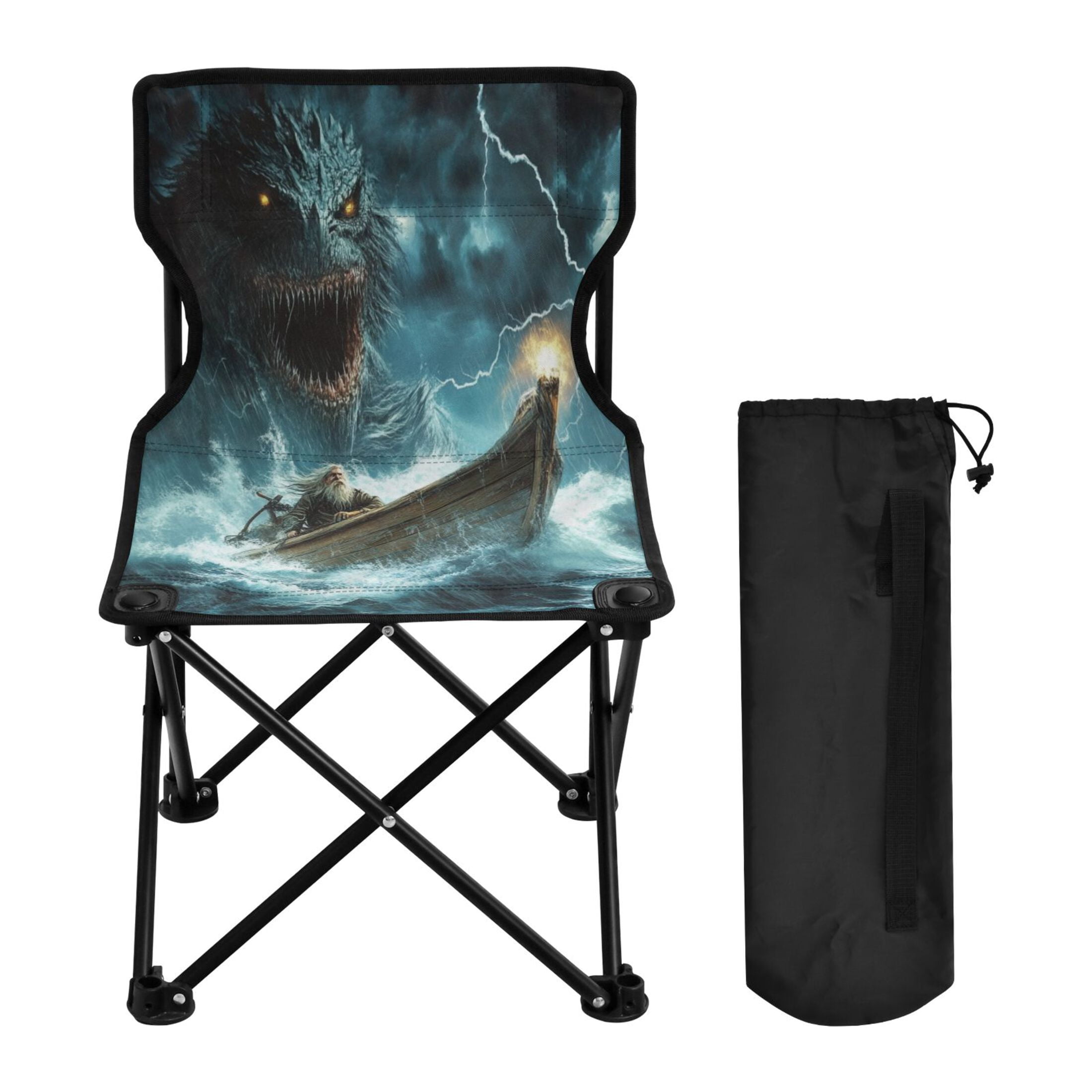Folding Chair 220lb Capacity Angry Sea Monster Camping Chairs for ...