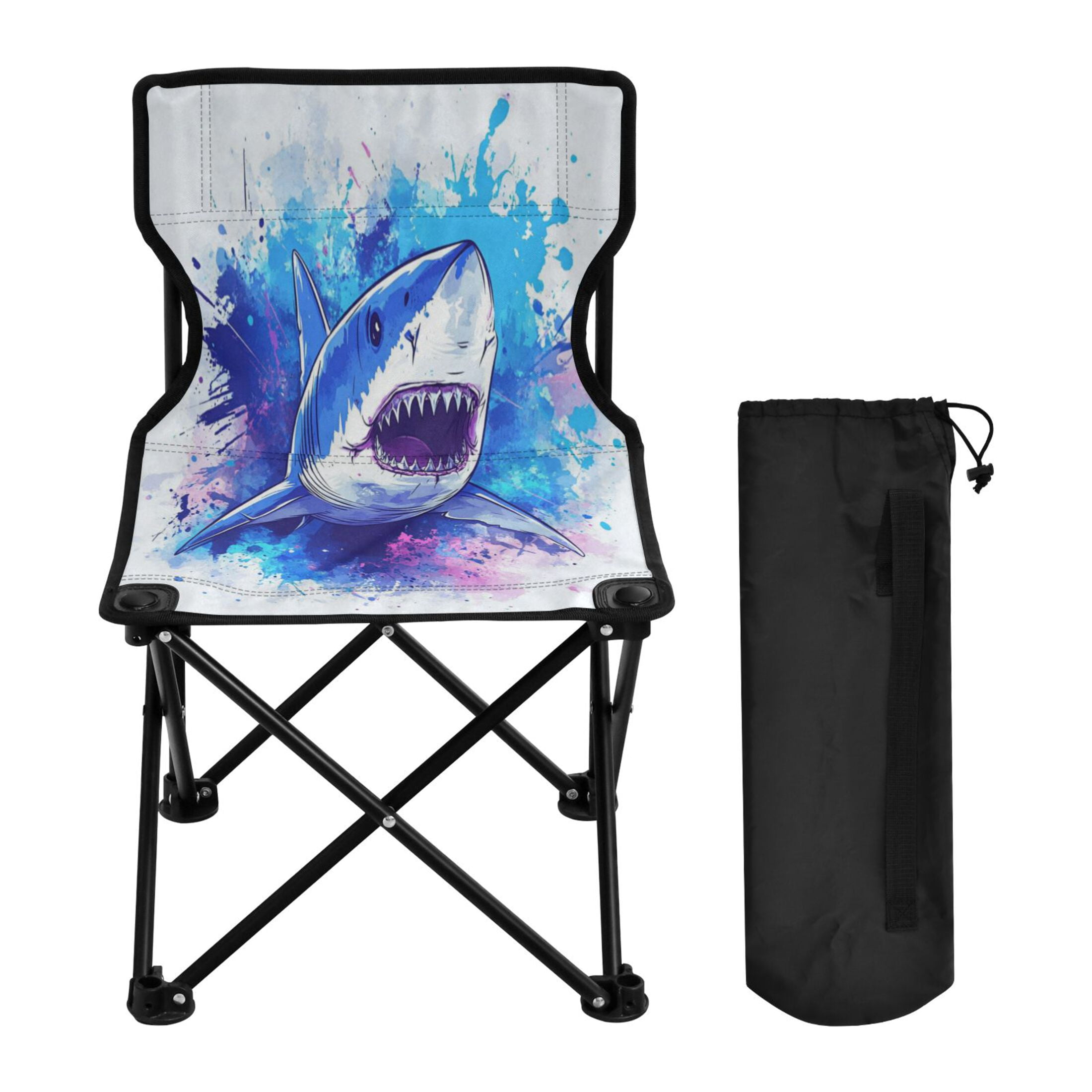 Folding Chair 220lb Capacity Angry Shark Camping Chairs for Camping ...