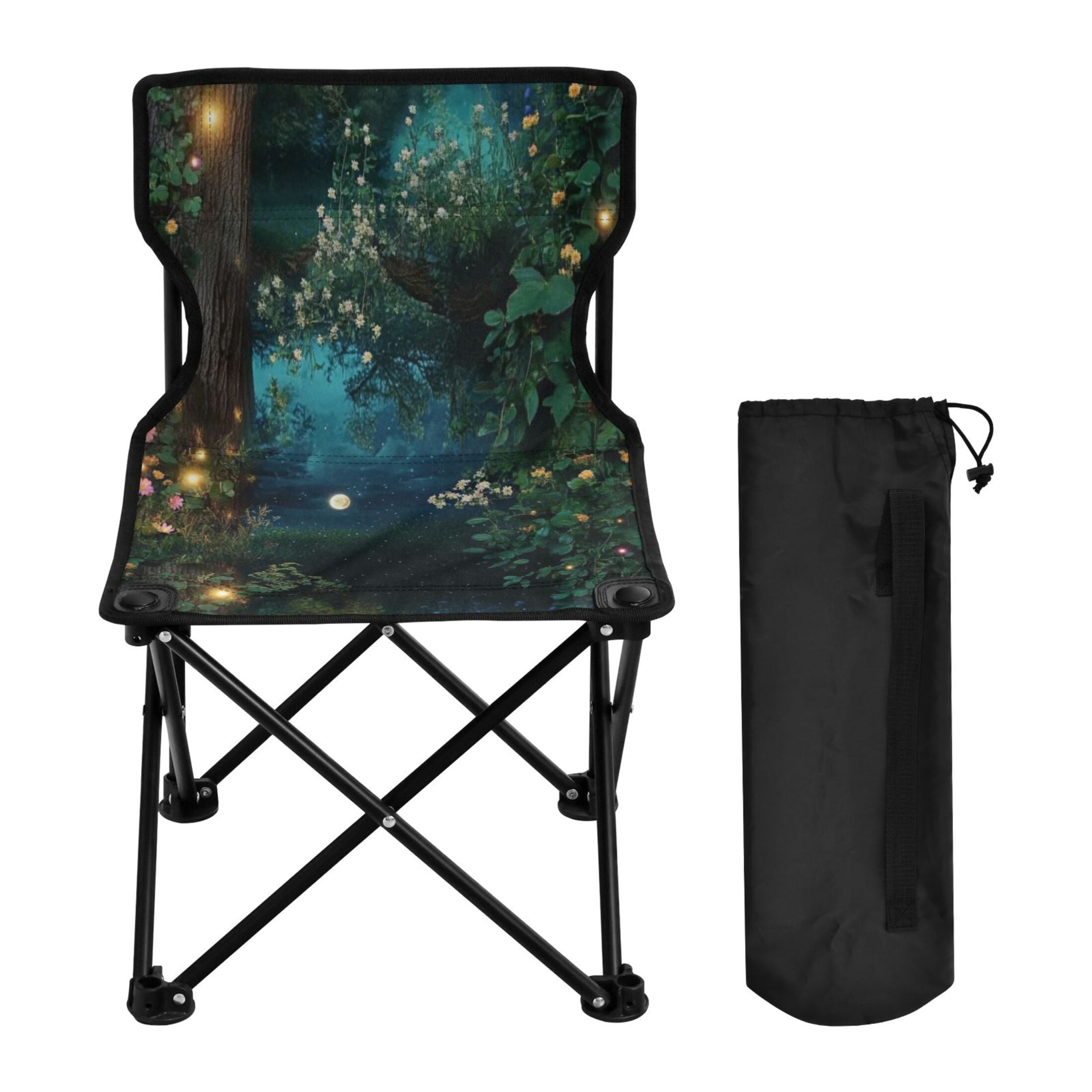 Folding Chair 220lb Capacity Beautiful Forest with Wild Flower Camping ...