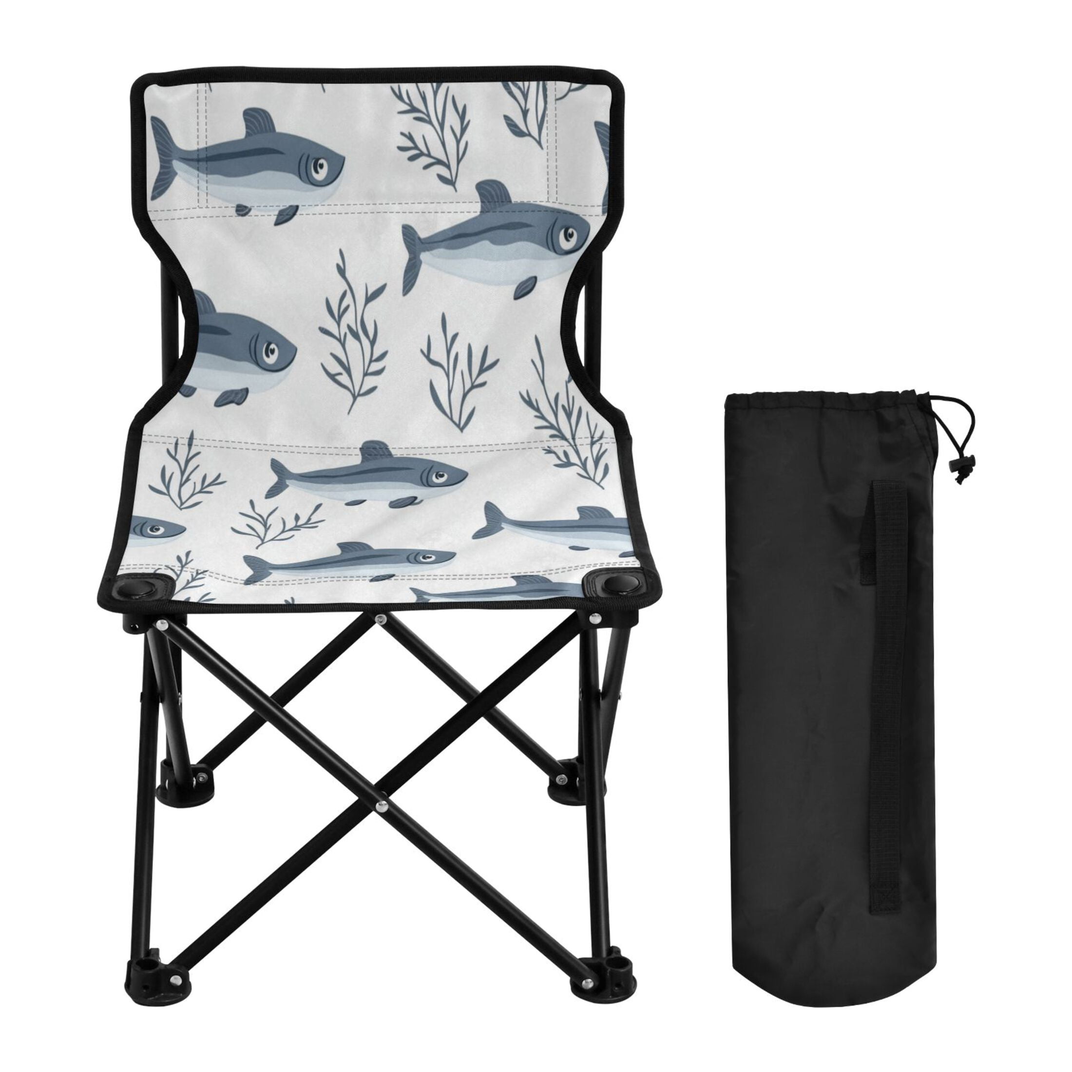 Folding Chair 220lb Capacity Blue Sardines and Seaweed Camping Chairs ...