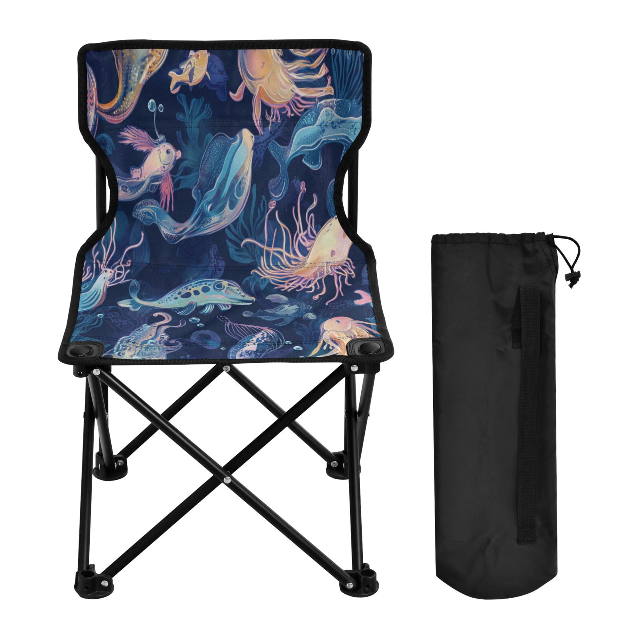 Folding Chair 220lb Capacity Blue Sea Creatures Camping Chairs for ...