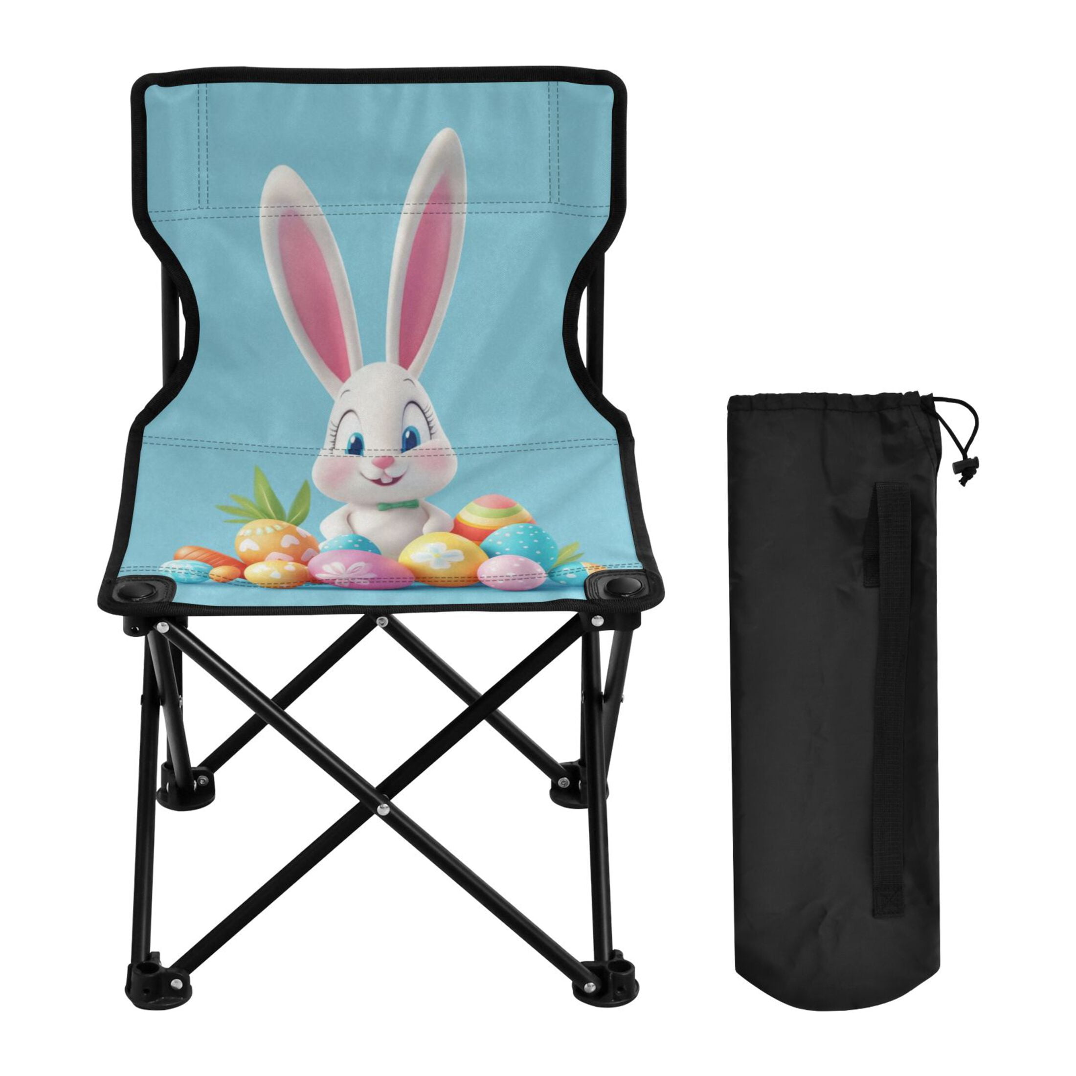 Folding Chair 220lb Capacity Cartoon Colorful Eggs and Bunny Camping ...