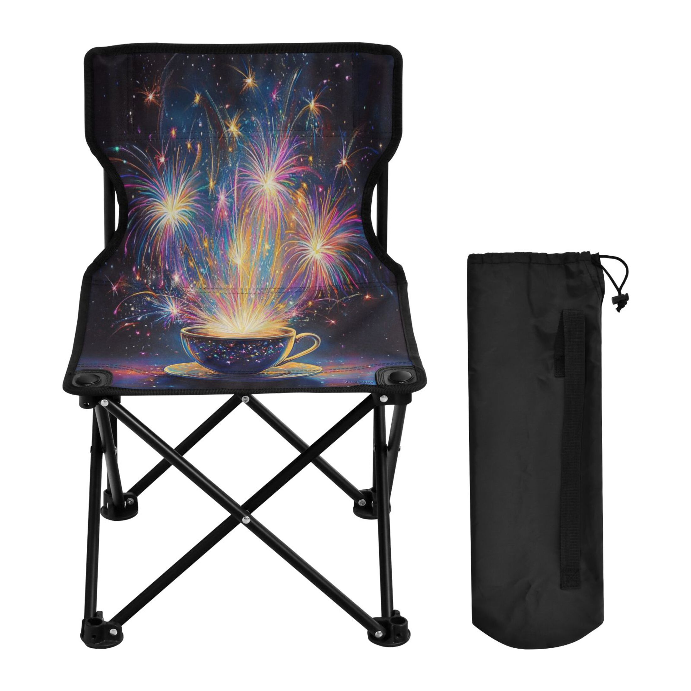 Folding Chair 220lb Capacity Cup and Fireworks Camping Chairs for ...