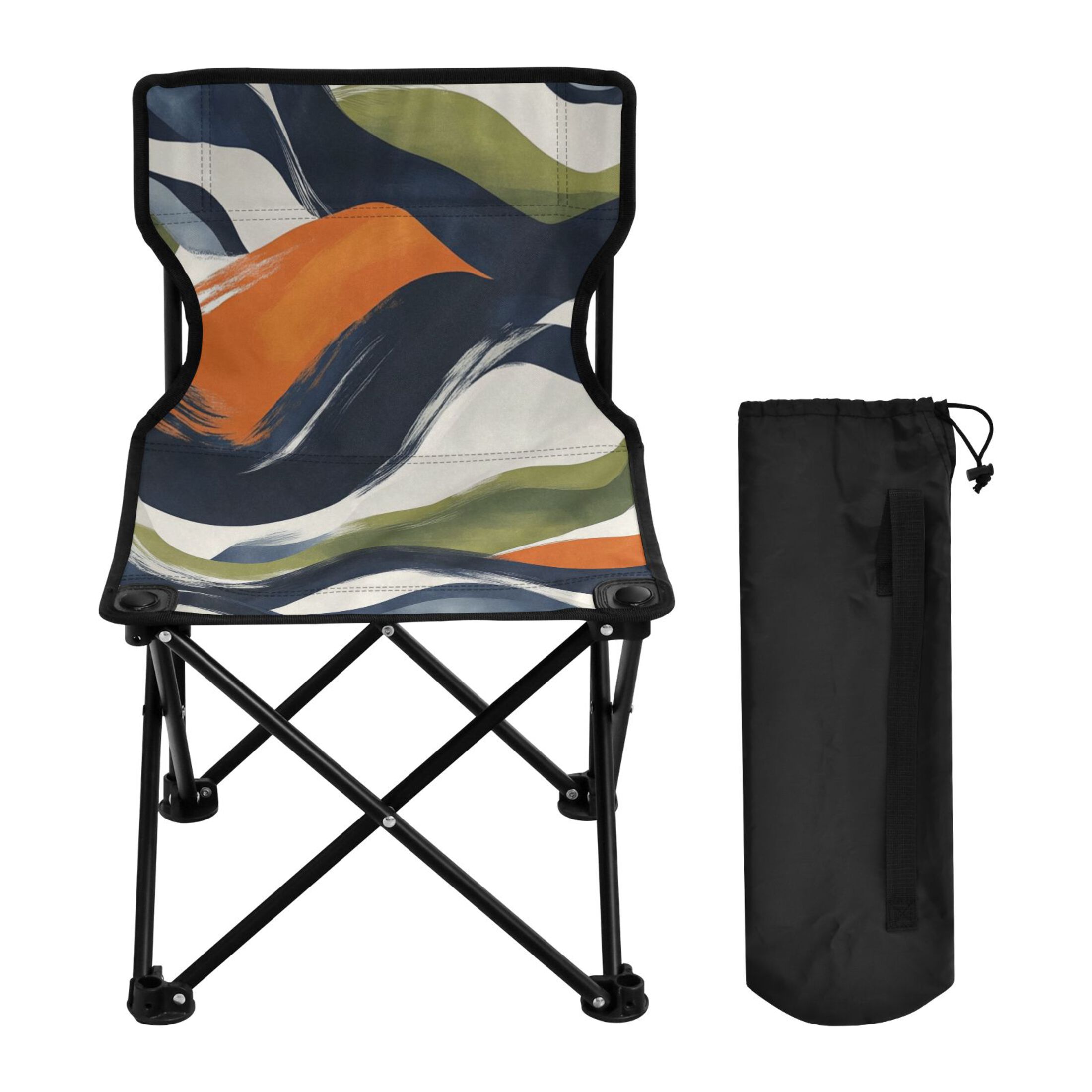 Folding Chair 220lb Capacity Navy Blue Abstract Pattern Camping Chairs ...
