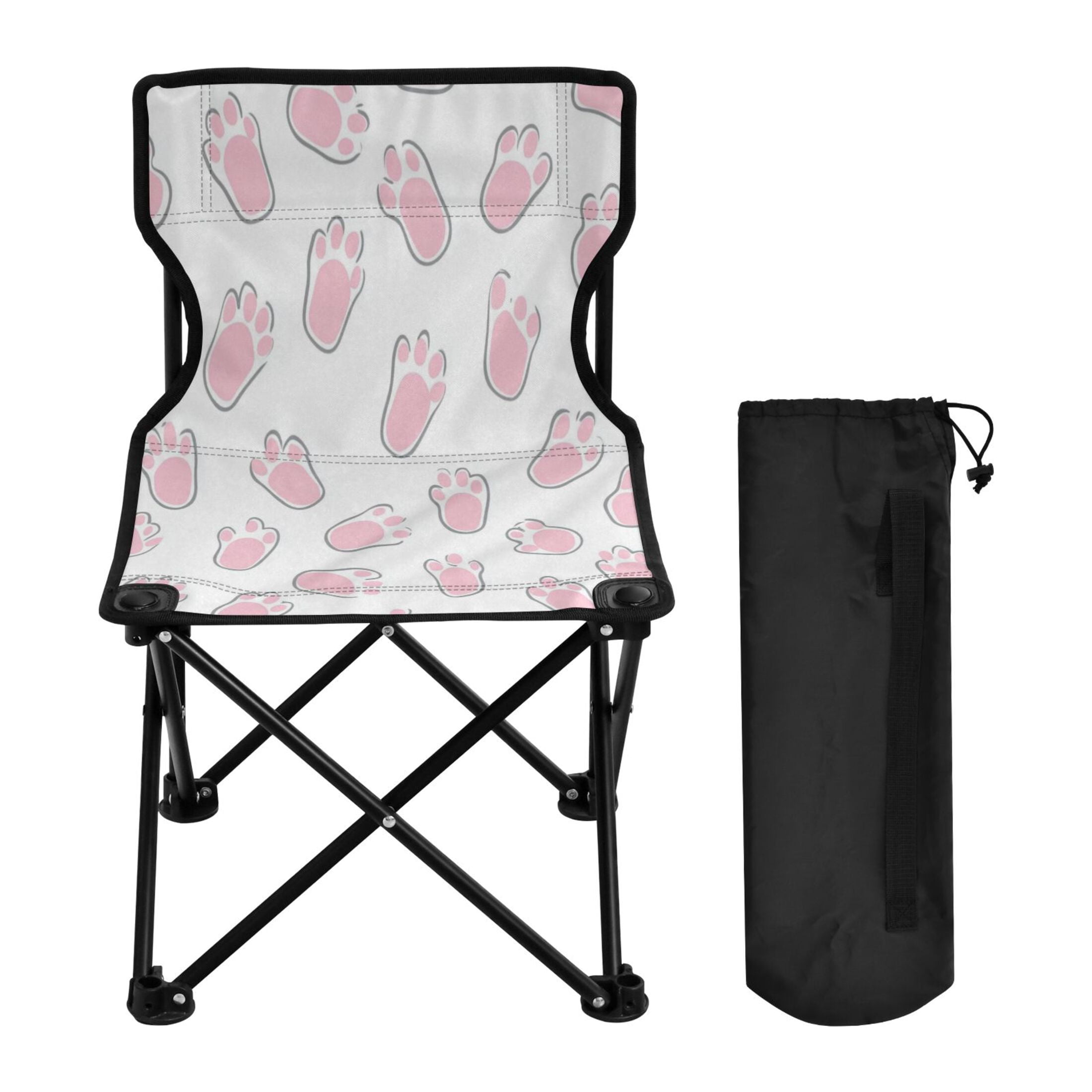 Folding Chair 220lb Capacity Pink Bunny Footprints Camping Chairs for Camping, Beach & Travel ...