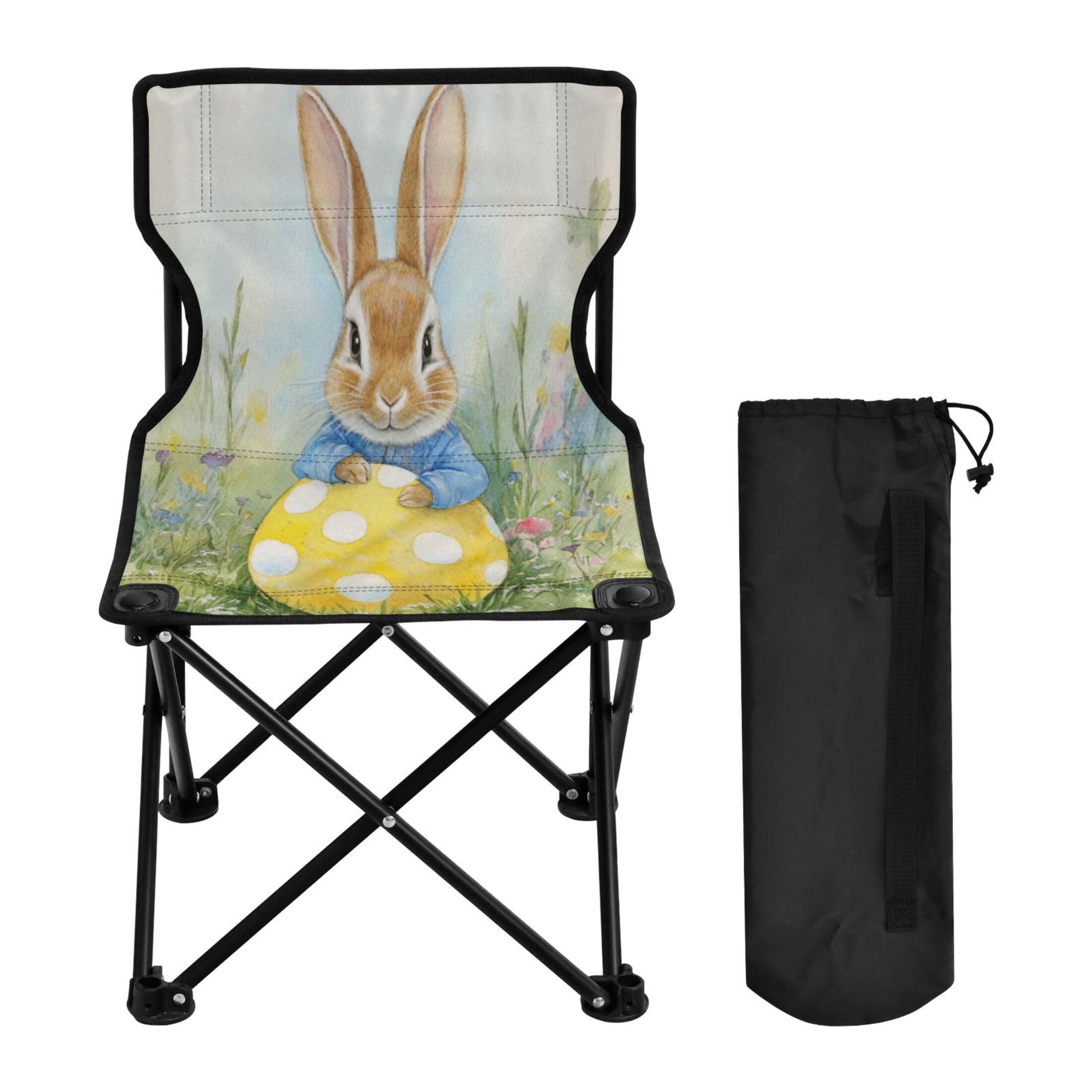 Folding Chair 220lb Capacity Rabbit and Yellow Easter Eggs Camping ...
