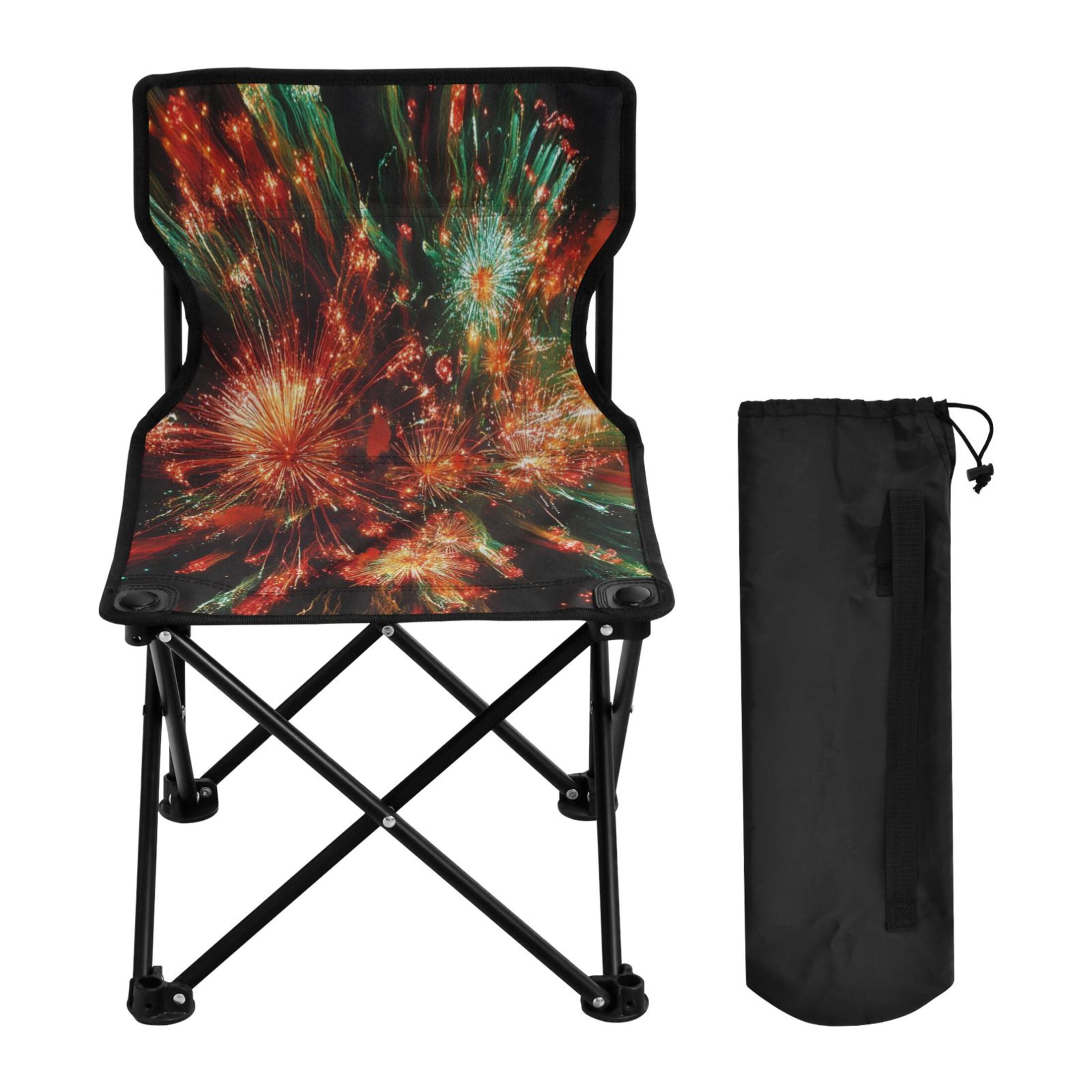 Folding Chair 220lb Capacity Red and Green Fireworks Camping Chairs for ...