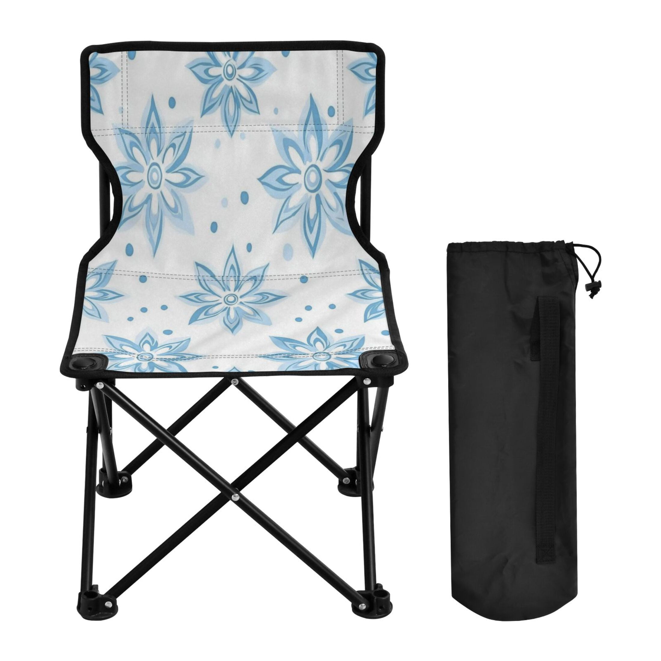 Folding Chair 220lb Capacity Snowflake-like Flowers Pattern Camping ...
