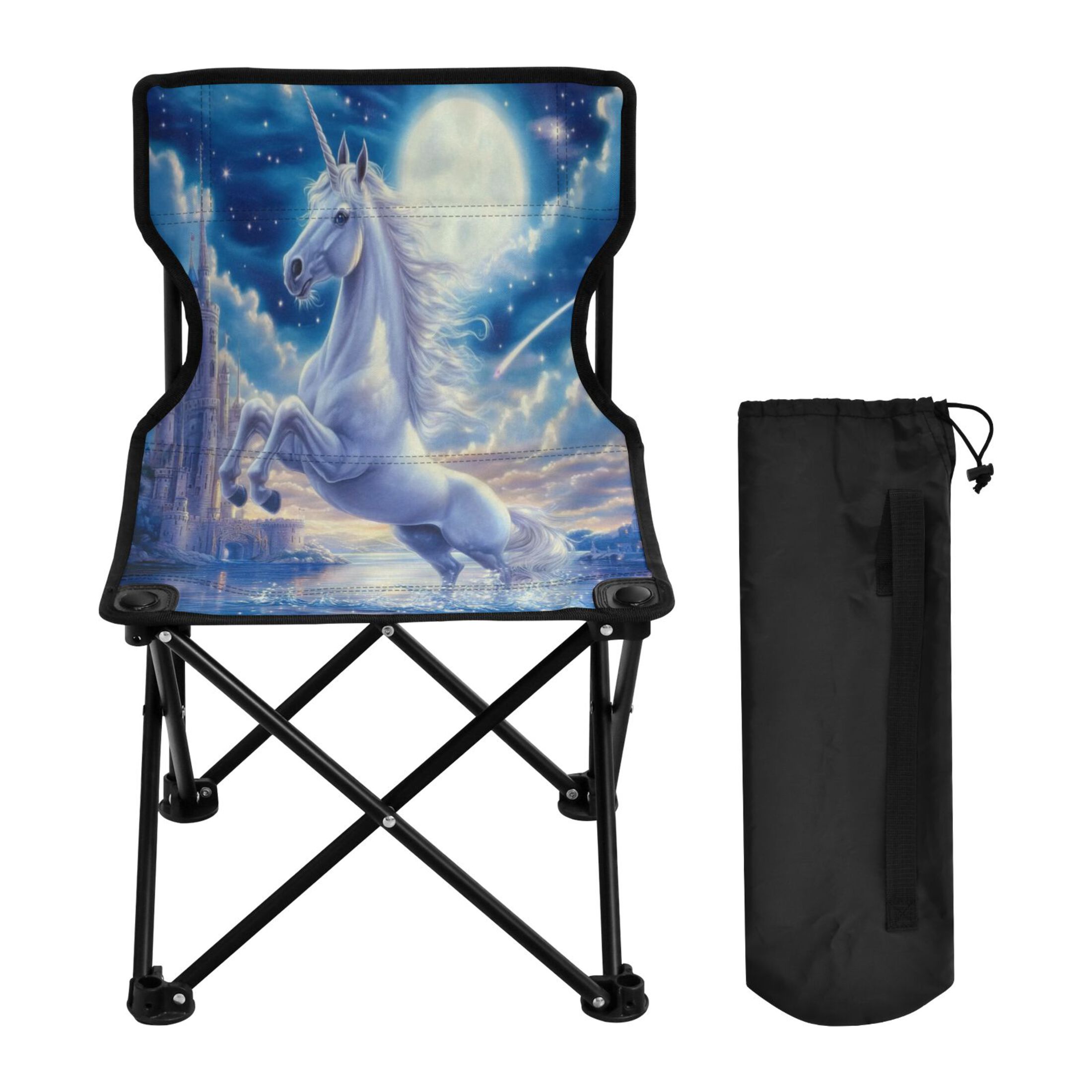 Folding Chair 220lb Capacity Unicorn Raising Its Front Legs Camping ...