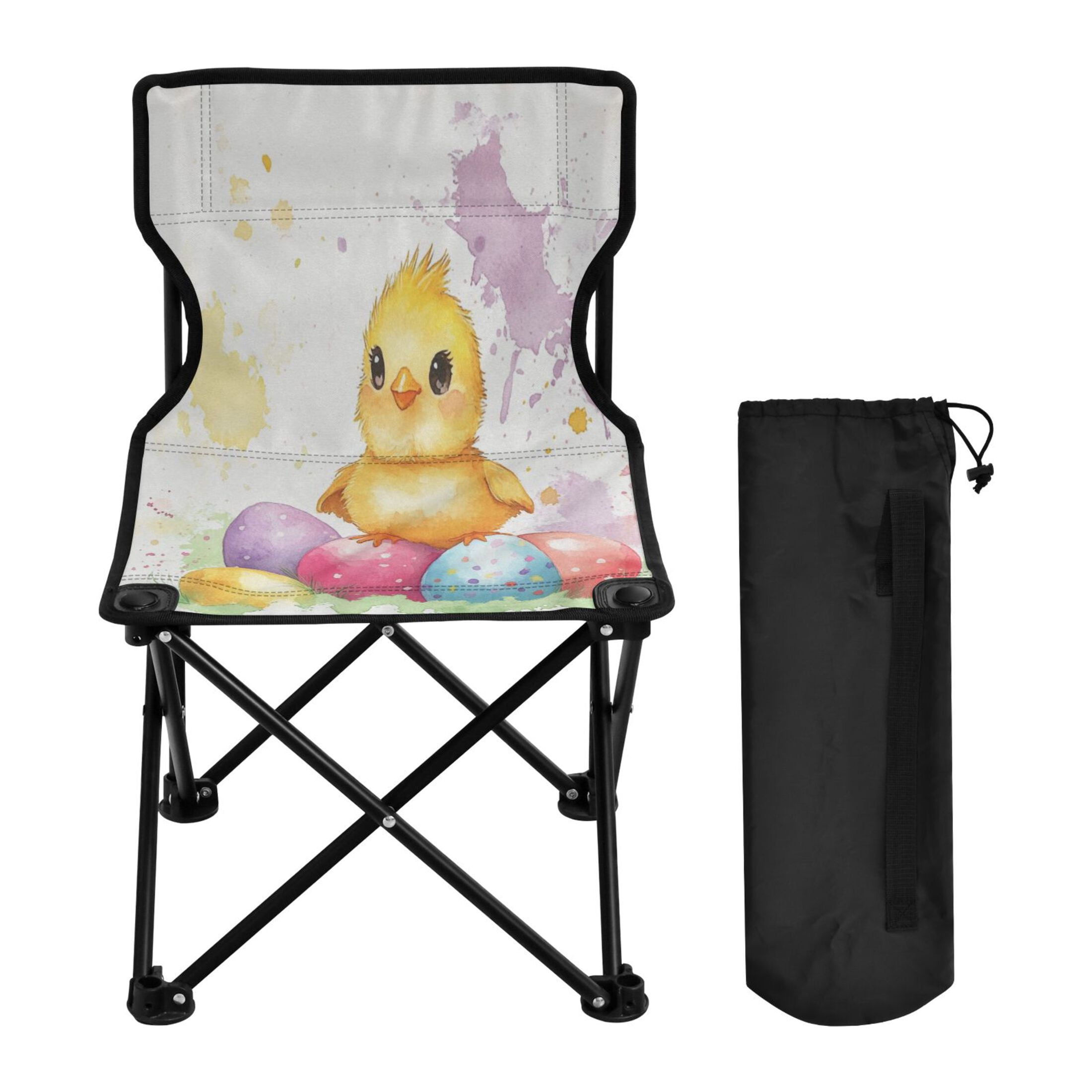 Folding Chair 220lb Capacity Watercolor Cute Chick Camping Chairs for ...