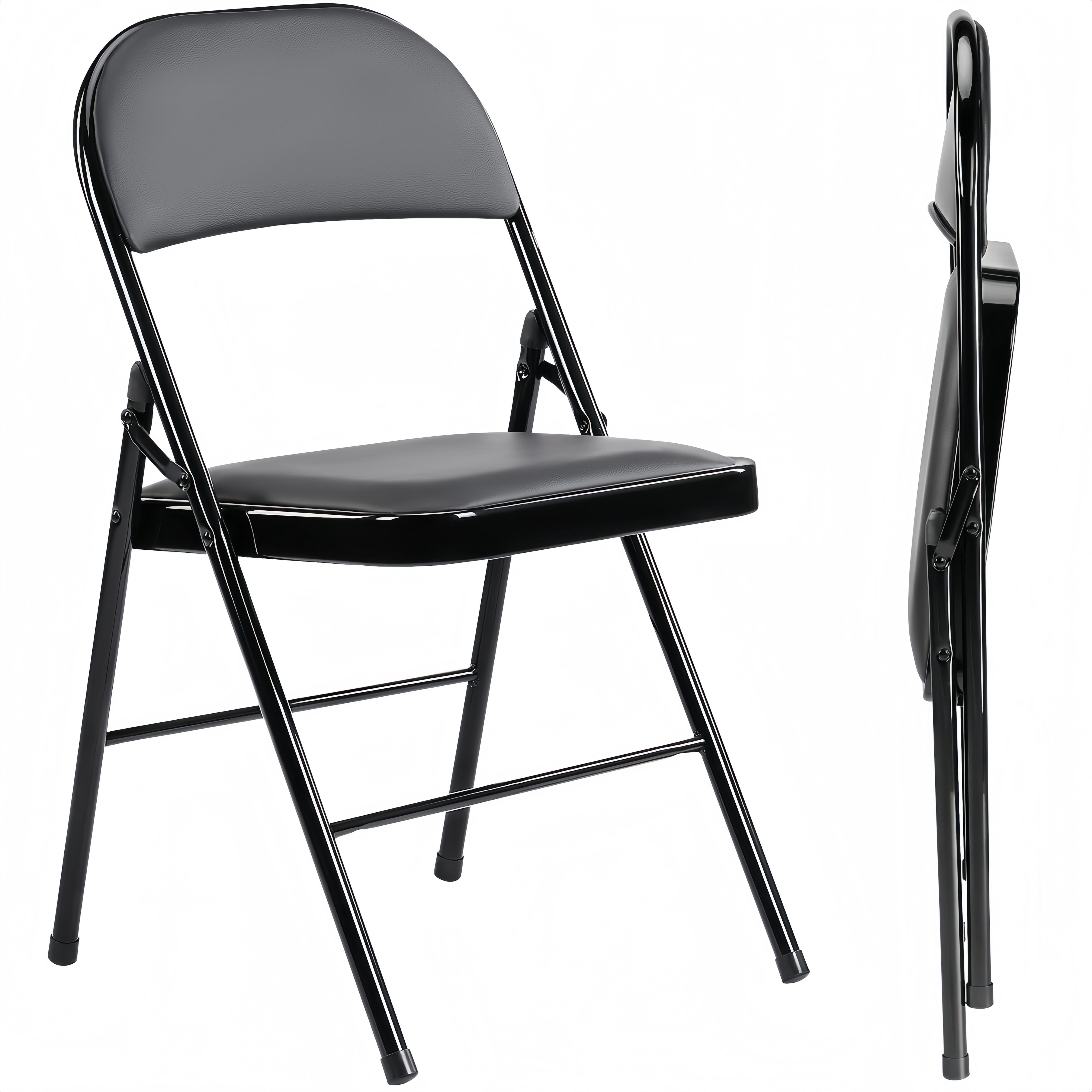 Leather Padded Folding Chair 4-Pack, Easy to Store & Carry for Home ...