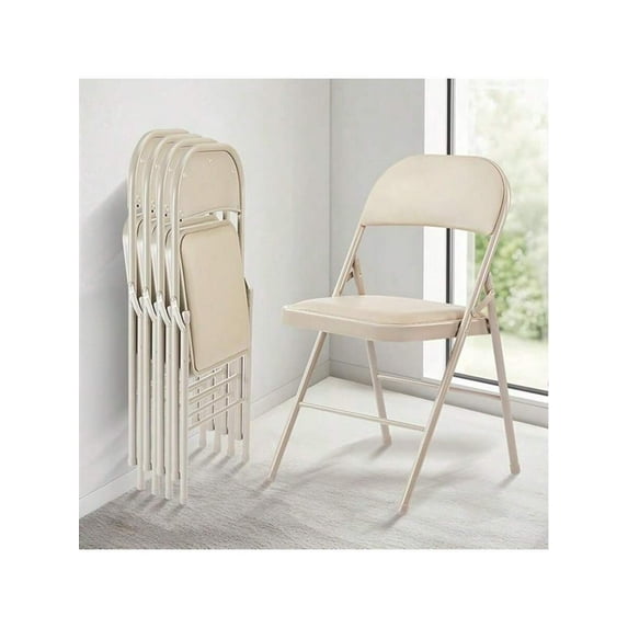 Folding Chair 4 Pack, Leather Padded Folding Chairs, Sturdy Metal ...
