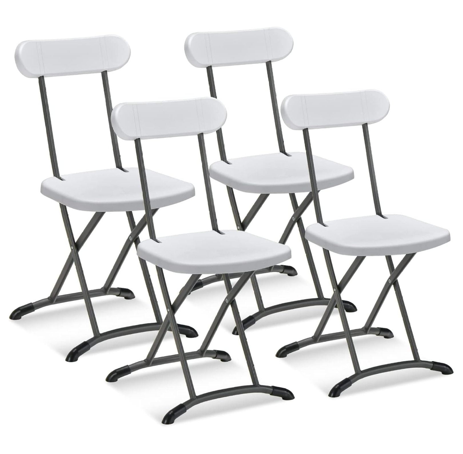 Folding Chair, 400lbs Plastic Chairs Set with Steel Frame & Ergonomic ...