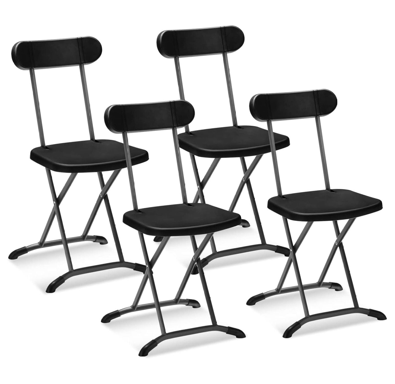 Folding Chair, 400lbs Plastic Chairs Set with Steel Frame & Ergonomic ...
