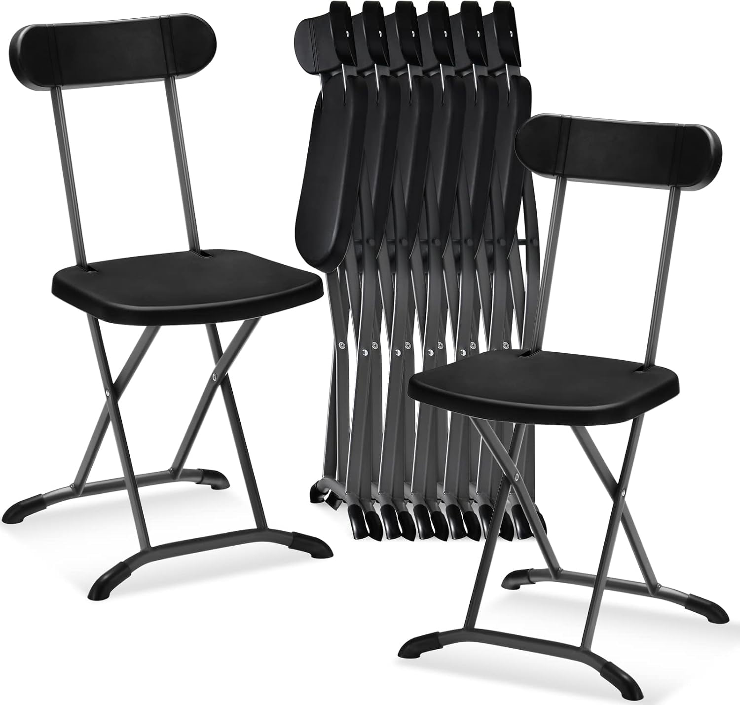 Folding Chair 400lbs Plastic Chairs Set with Steel Frame & Ergonomic ...