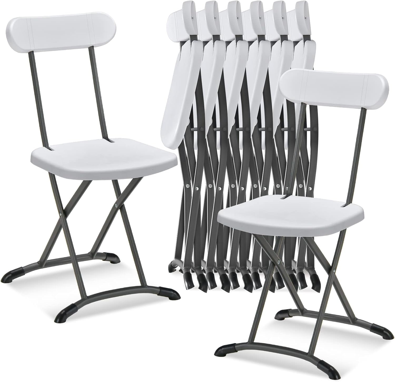 Folding Chair 400lbs Plastic Chairs Set with Steel Frame & Ergonomic ...