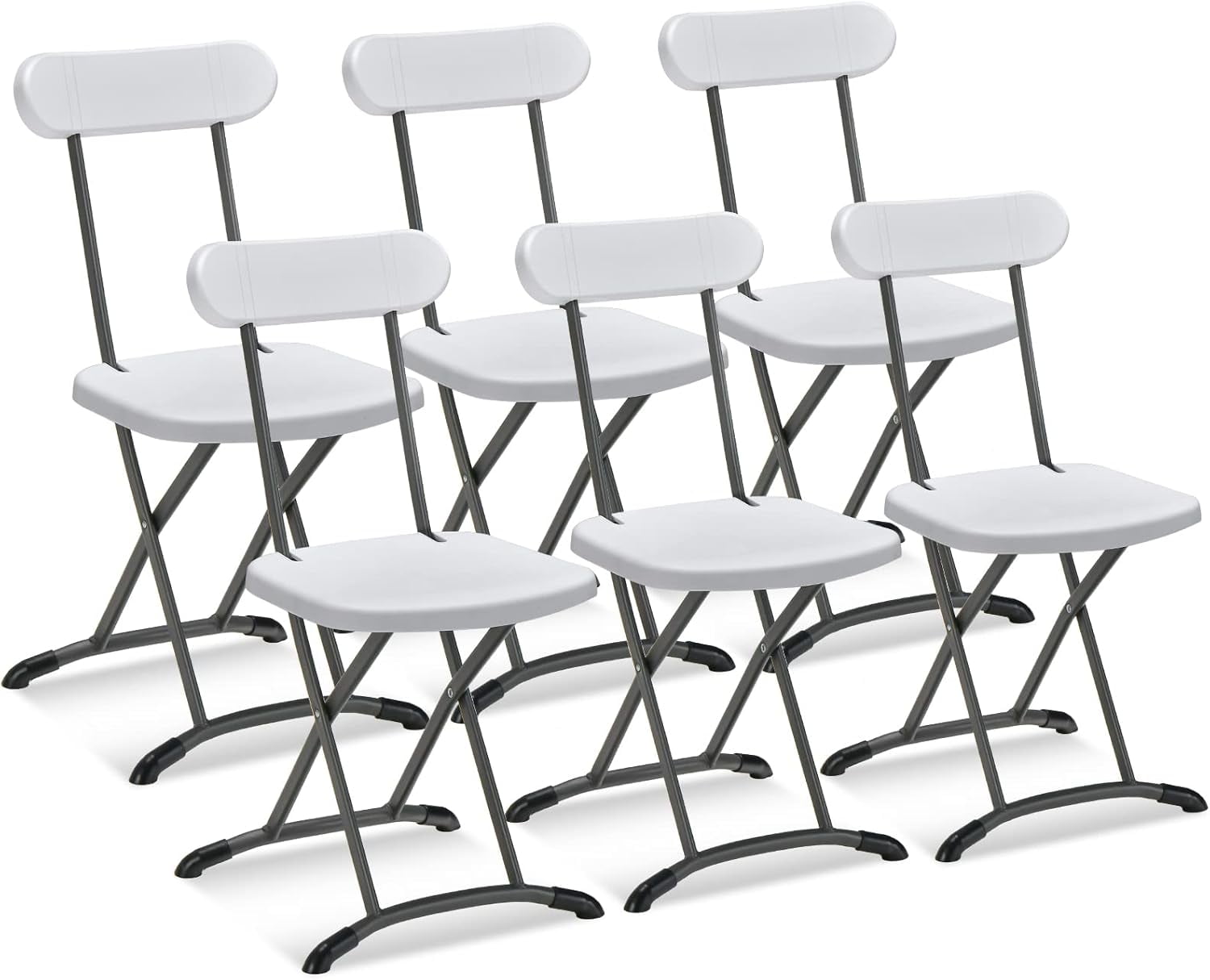 Folding Chair 400lbs Plastic Chairs Set with Steel Frame & Ergonomic ...