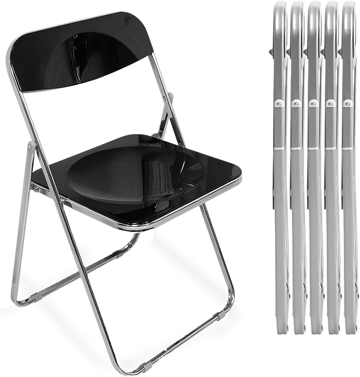 Folding Chair 6 Pack Acrylic Foldable Portable Plastic Chair ，Easy to ...