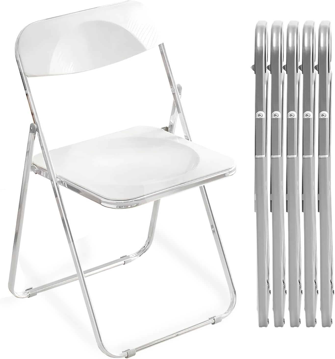 Folding Chair 6 Pack Acrylic Foldable Portable Plastic Chair ，Easy to ...